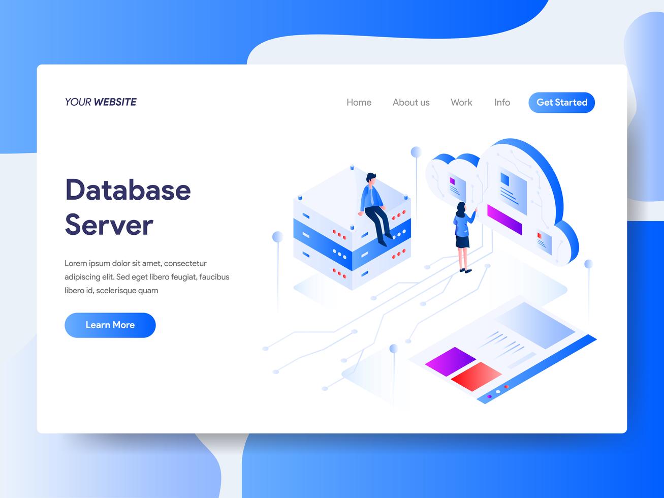 Landing page template of Database Server Isometric Illustration Concept ...