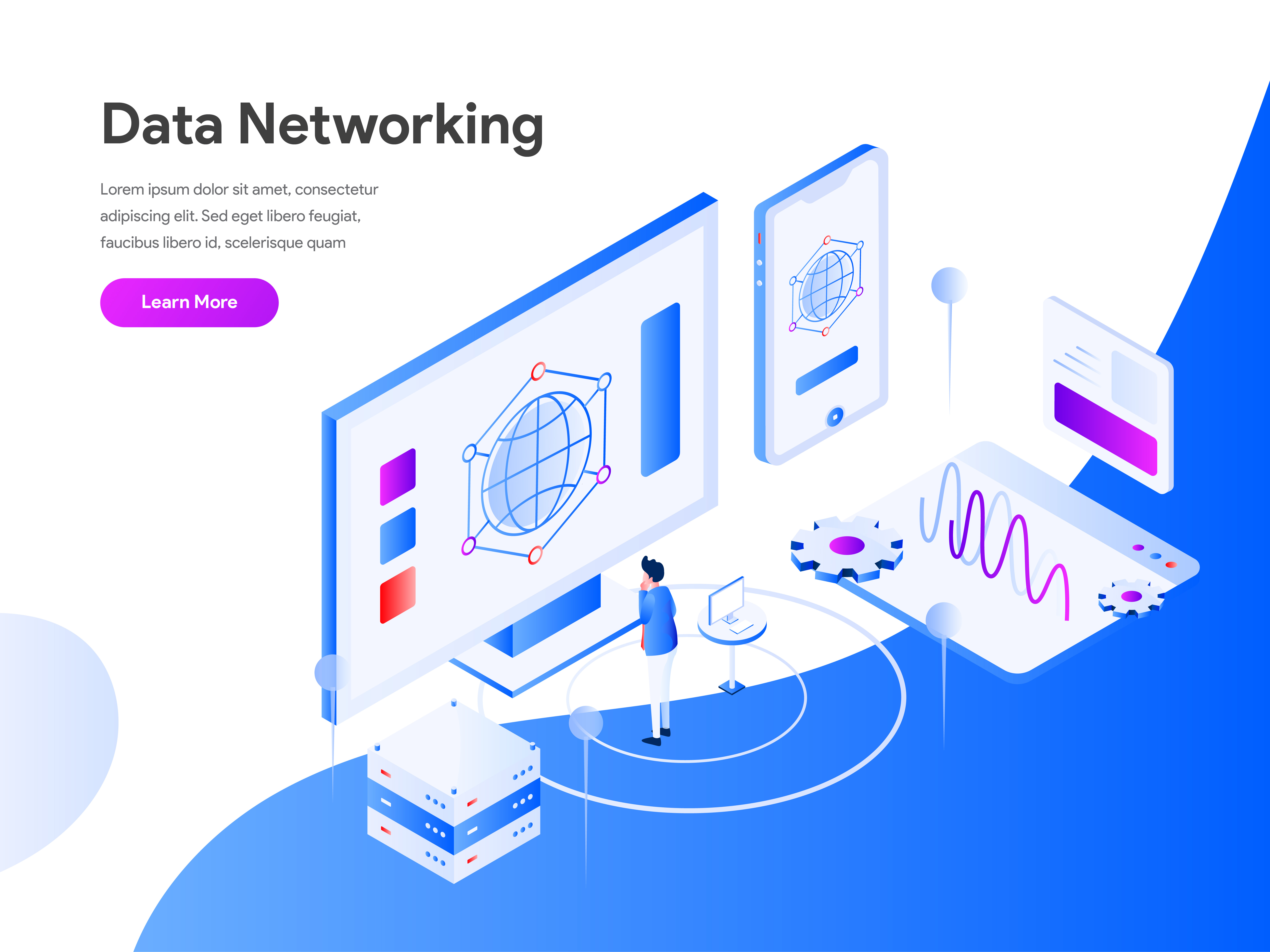 Data Networking Isometric Illustration Concept. Modern flat design ...