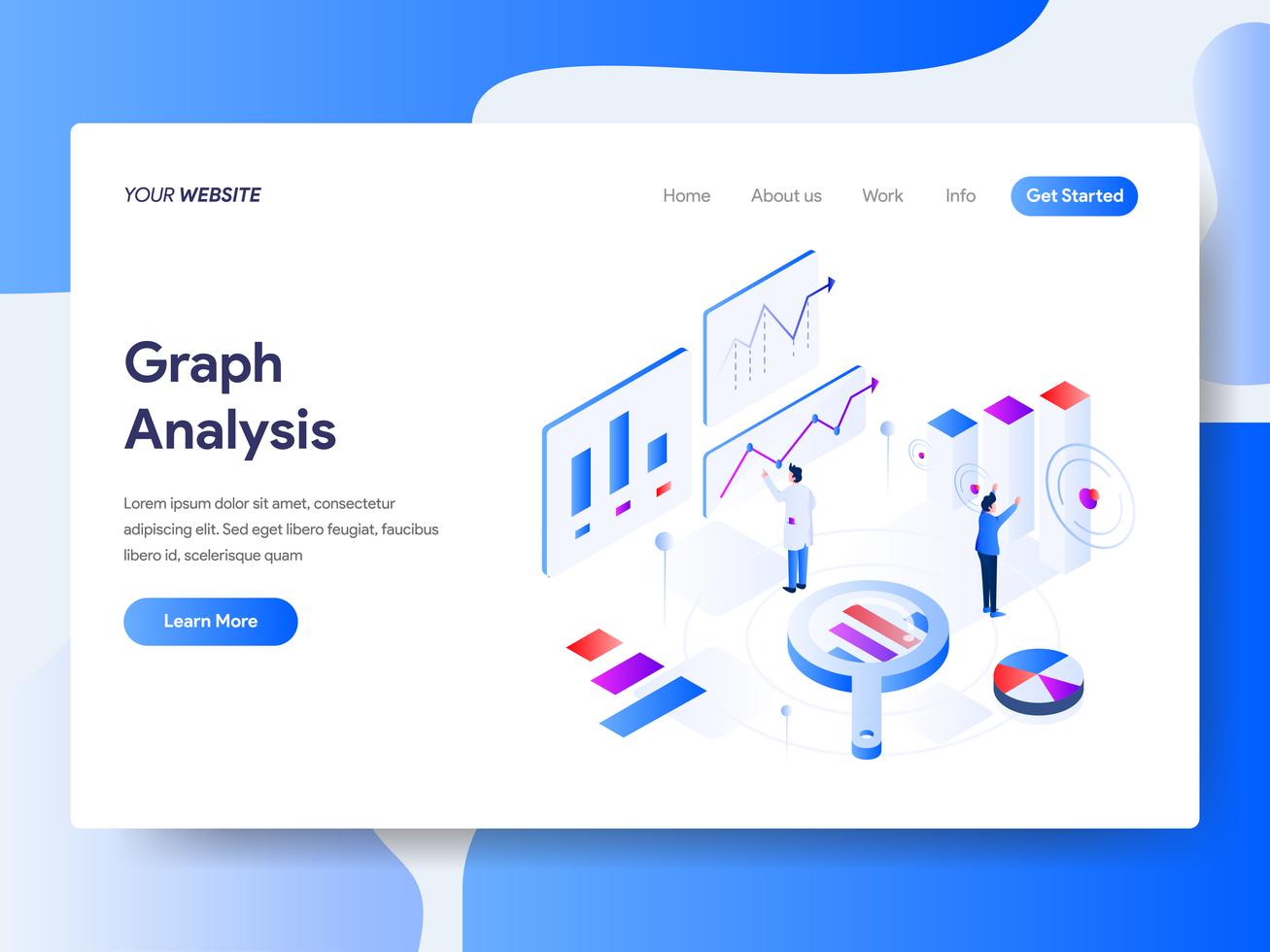 Landing page template of Graph Analysis Isometric Illustration Concept ...