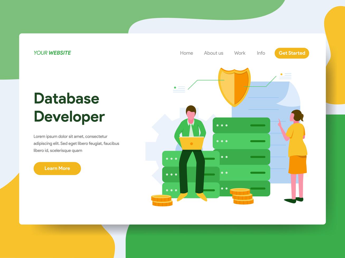 Landing page template of Database Developer Illustration Concept ...