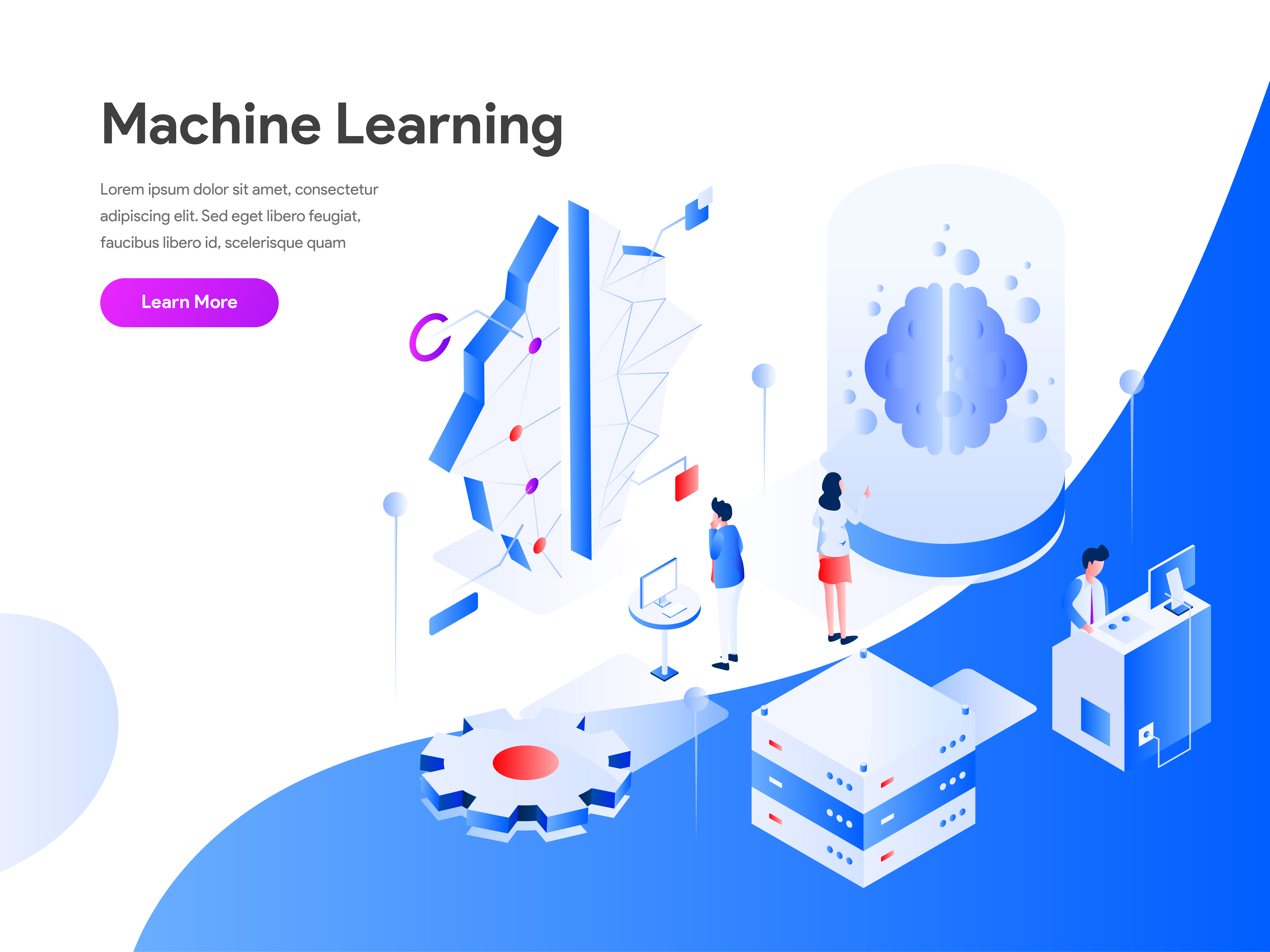 Machine Learning Isometric Illustration Concept. Modern flat design ...