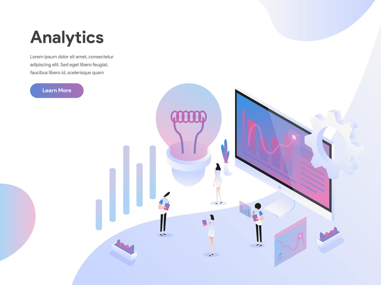 Landing page template of Data Analysis Isometric Illustration Concept ...