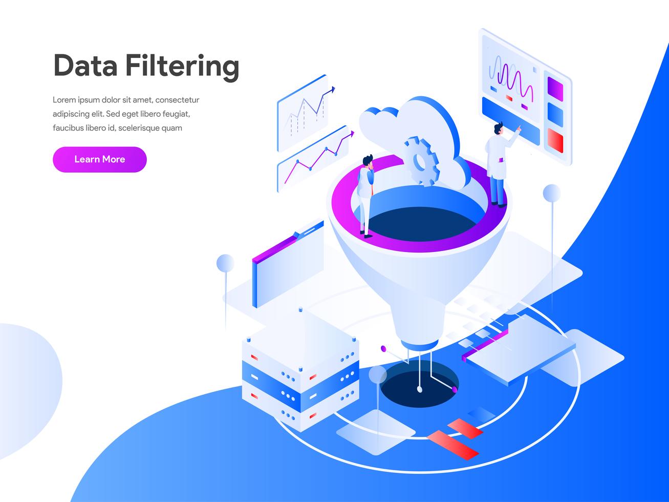 Data Filtering Isometric Illustration Concept. Modern flat design ...