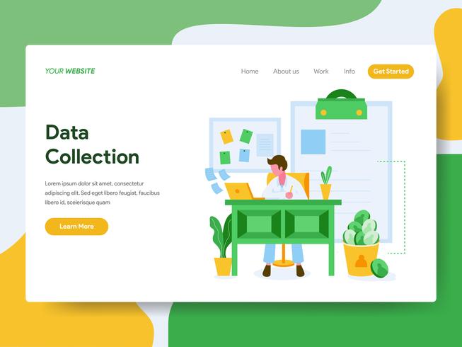 Landing page template of Data Collection Illustration Concept. Modern Flat design concept of web ...