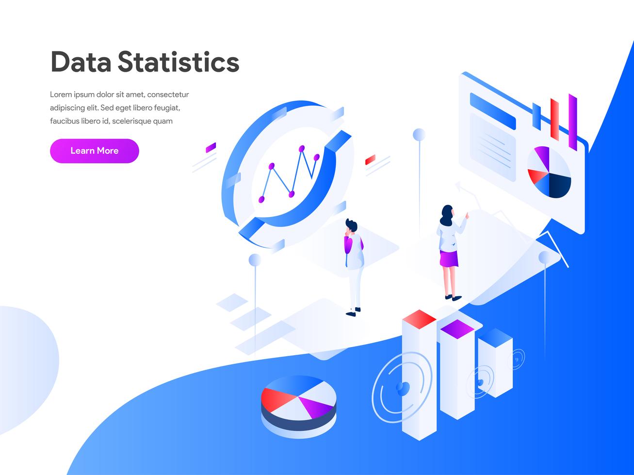 Data Statistics Isometric Illustration Concept Modern Flat Design Concept Of Web Page Design