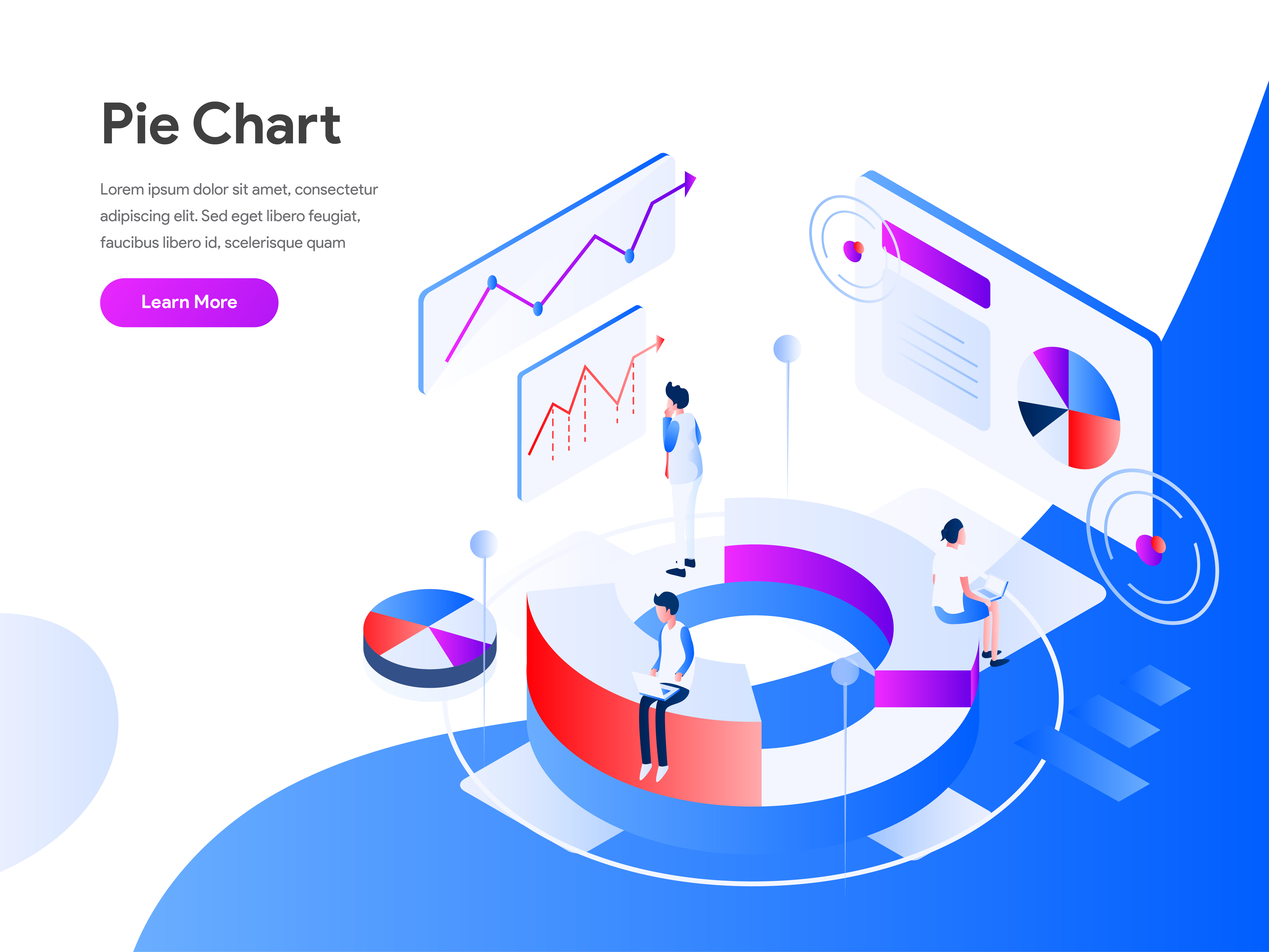 Pie Chart Isometric Illustration Concept Modern Flat Design Concept Of Web Page Design For