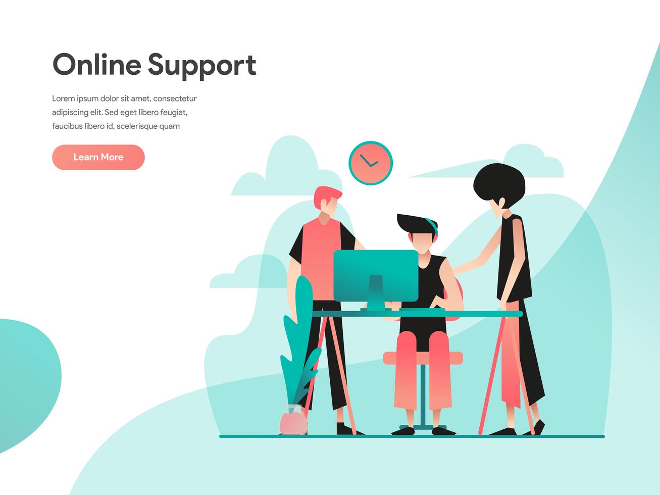 Online Support Illustration Concept. Modern flat design concept of web ...
