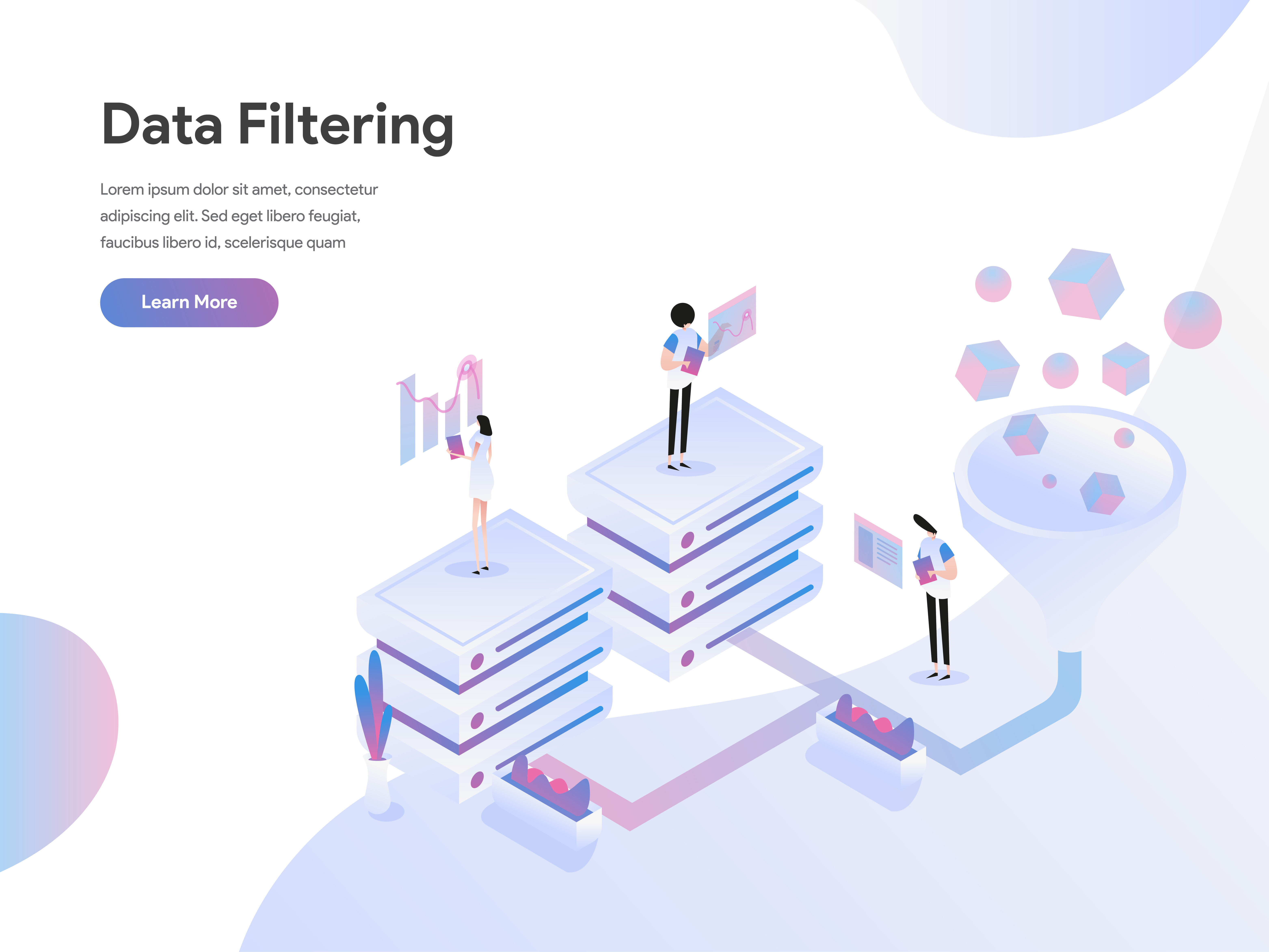 Landing page template of Data Filtering Isometric Illustration Concept ... Landing page template of Data Filtering Isometric Illustration Concept ...