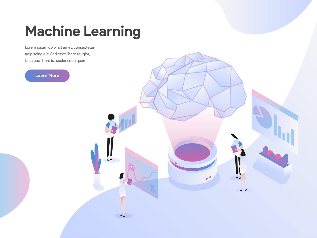 Landing page template of Machine Learning Illustration Concept. Flat ...