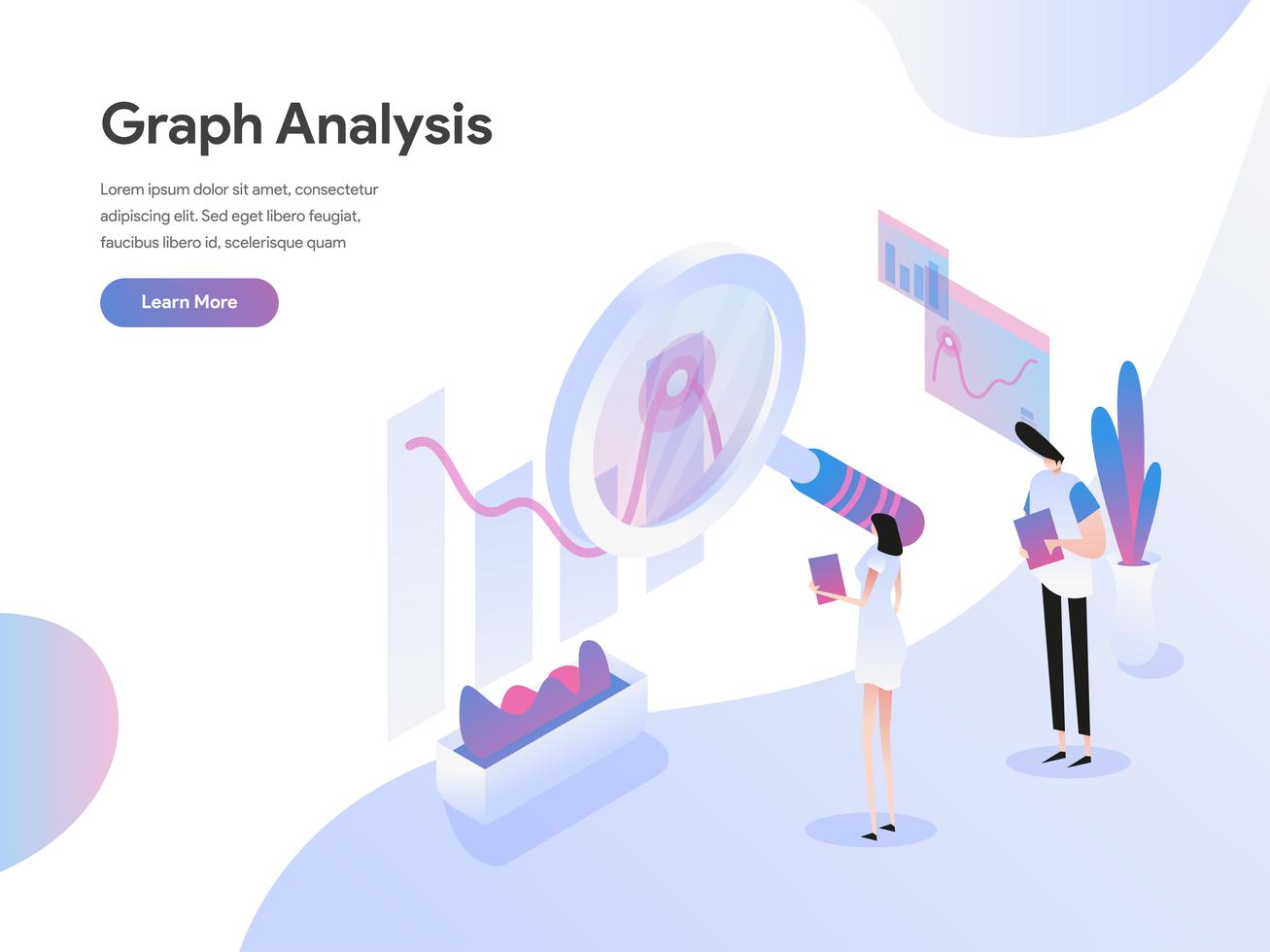 Landing page template of Graph Analysis Isometric Illustration Concept ...