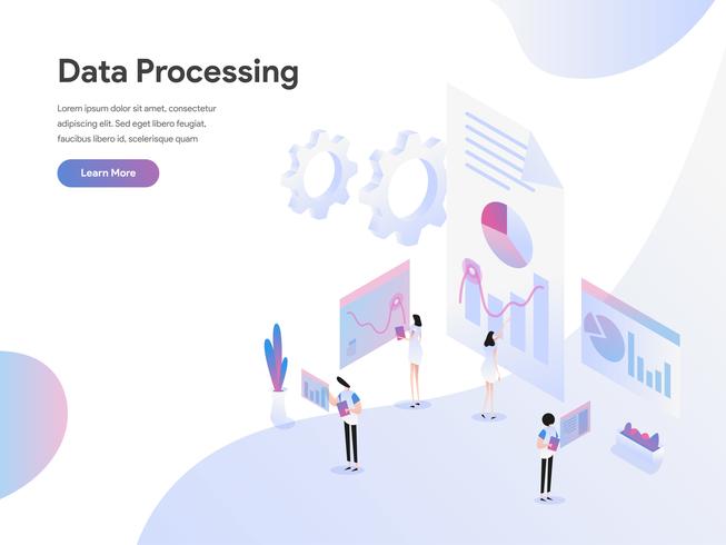 Landing page template of Data Processing Isometric Illustration Concept ...