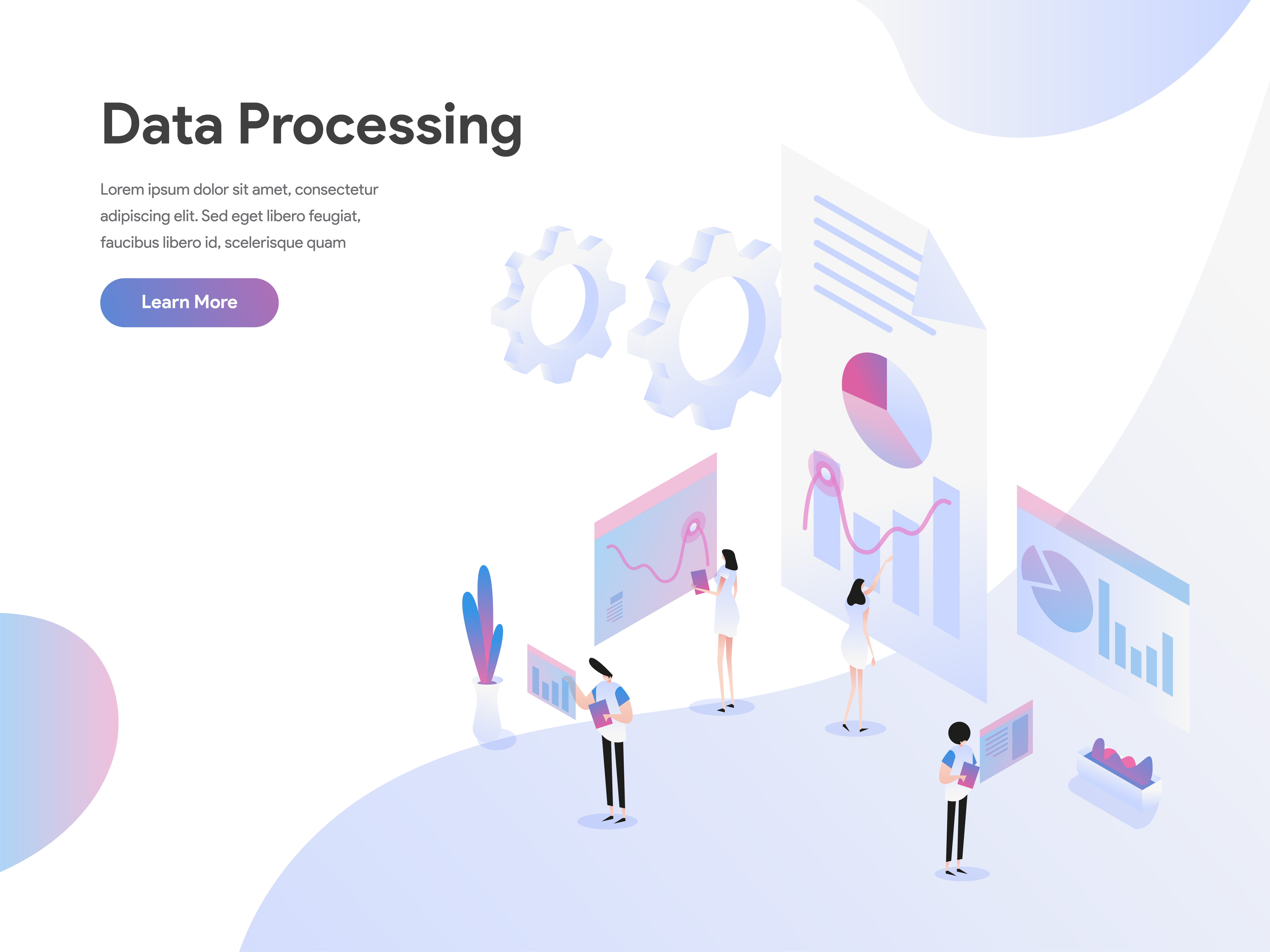 Landing page template of Data Processing Isometric Illustration Concept ...