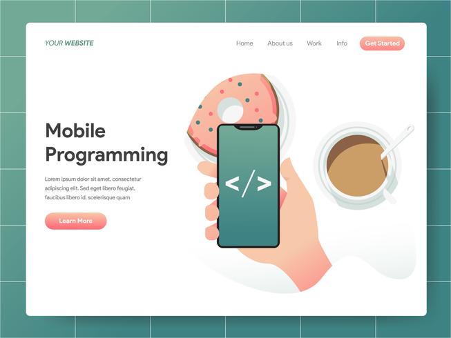 Mobile Programming Illustration Concept. Modern design concept of web ...