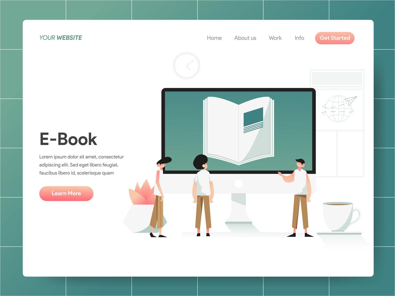 E-Book Illustration Concept. Modern design concept of web page design ...