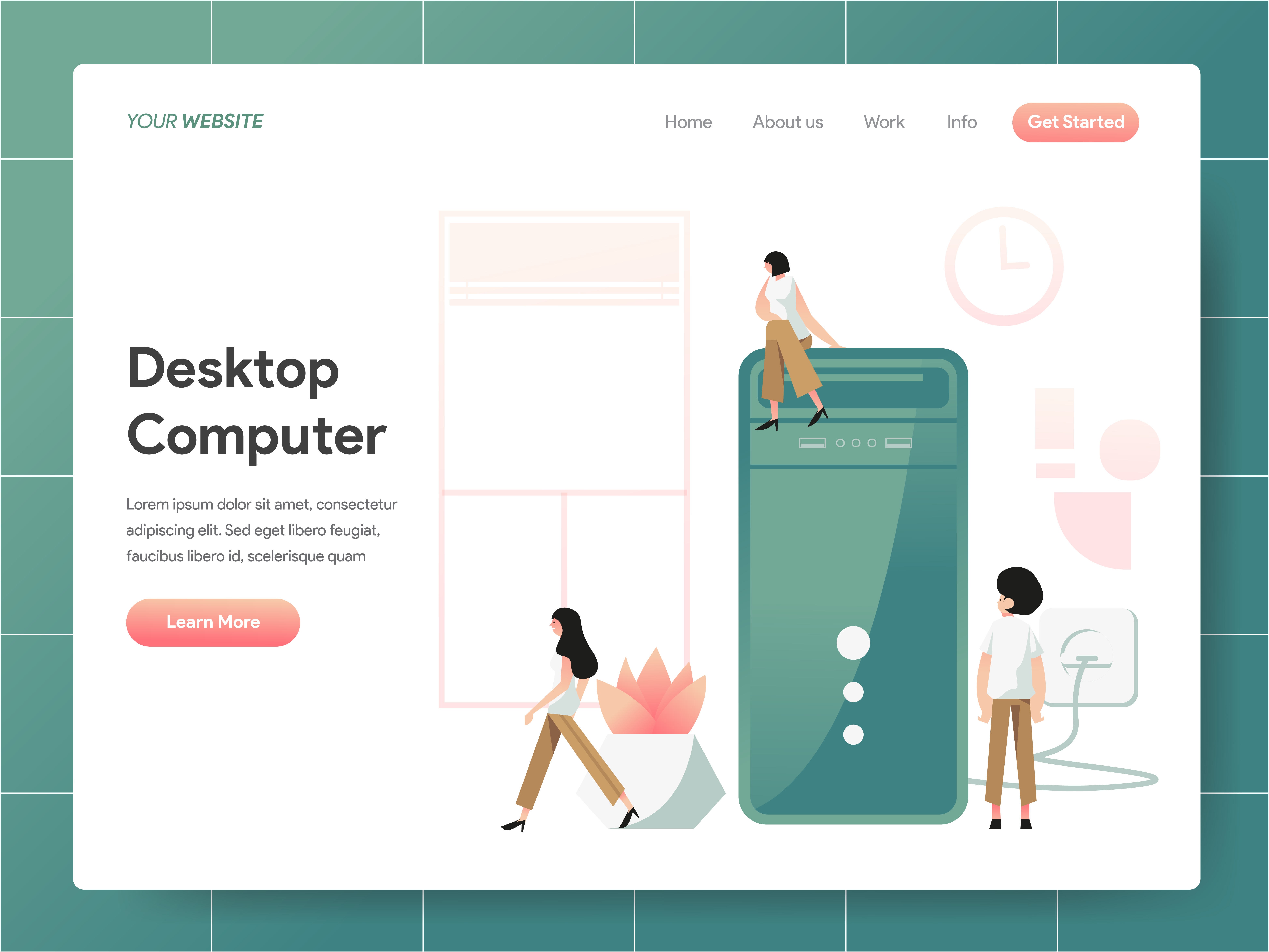 Concepto de ilustración de la computadora de escritorio. Concepto de ...