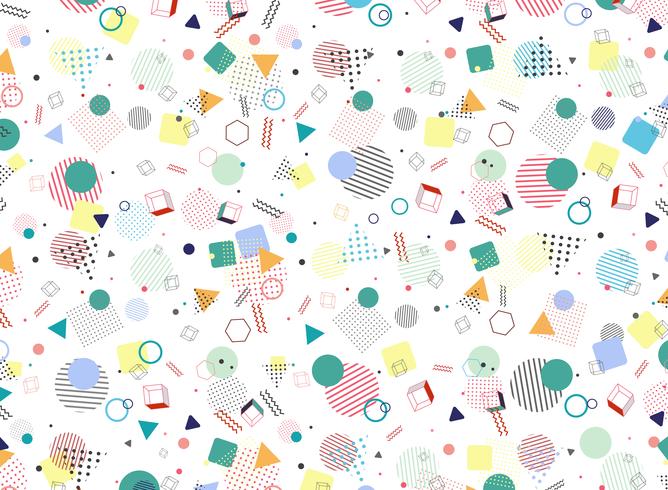 Modern Memphis Geometric Colorful Pattern Style Shape Background Decorating In Abstraction