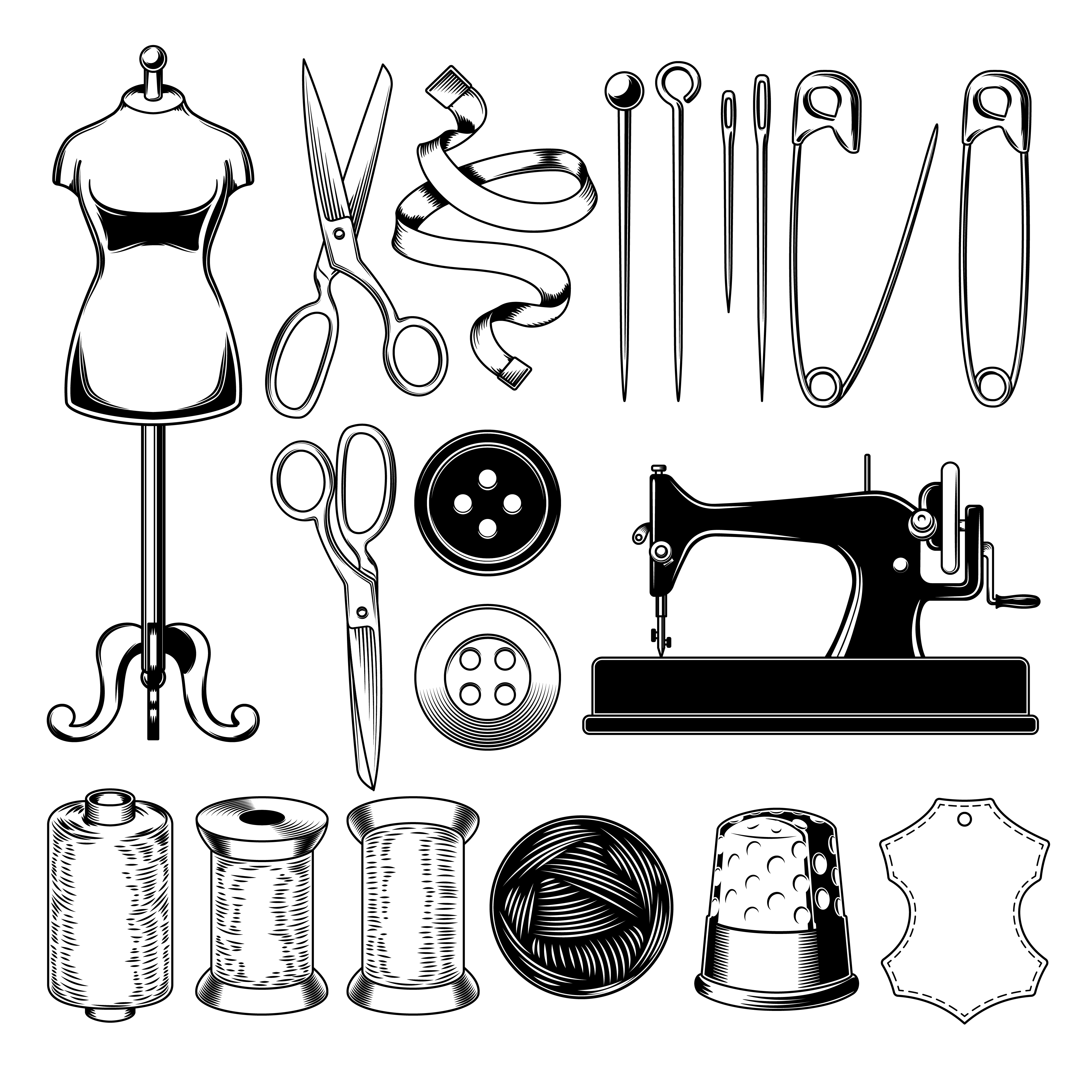 Set Tailor Icons Isolated On White Design Element Download Free Vectors Clipart Graphics