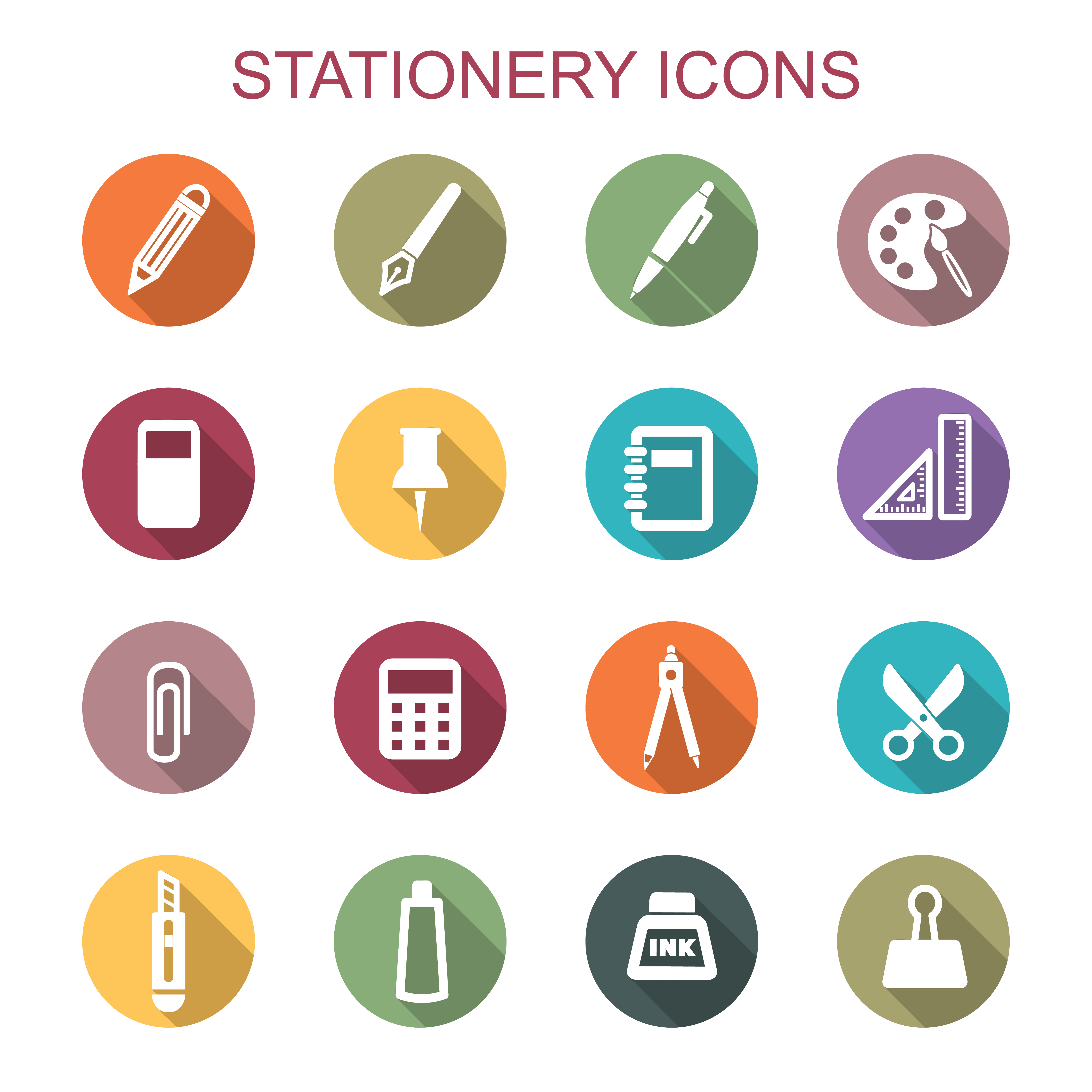 stationery long shadow icons 650168 Vector Art at Vecteezy stationery long shadow icons 650168 Vector Art at Vecteezy