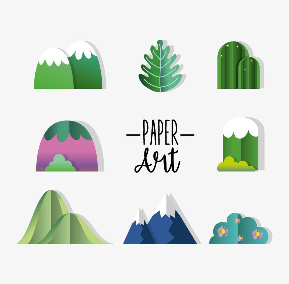 Set of paper art icons 651370 Vector Art at Vecteezy