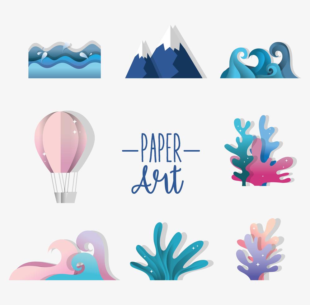 Set of paper art icons 651942 Vector Art at Vecteezy