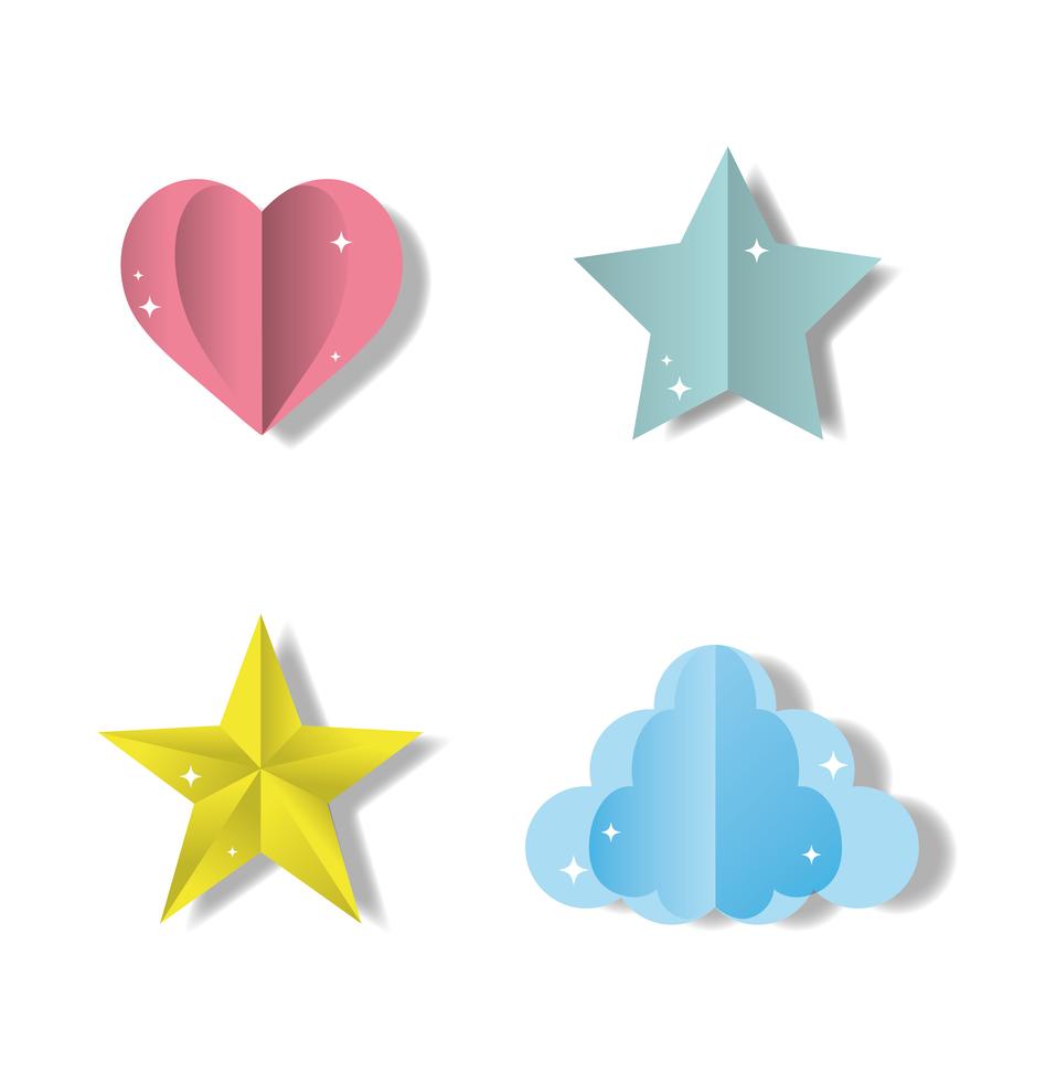 Set of paper art icons 651949 Vector Art at Vecteezy