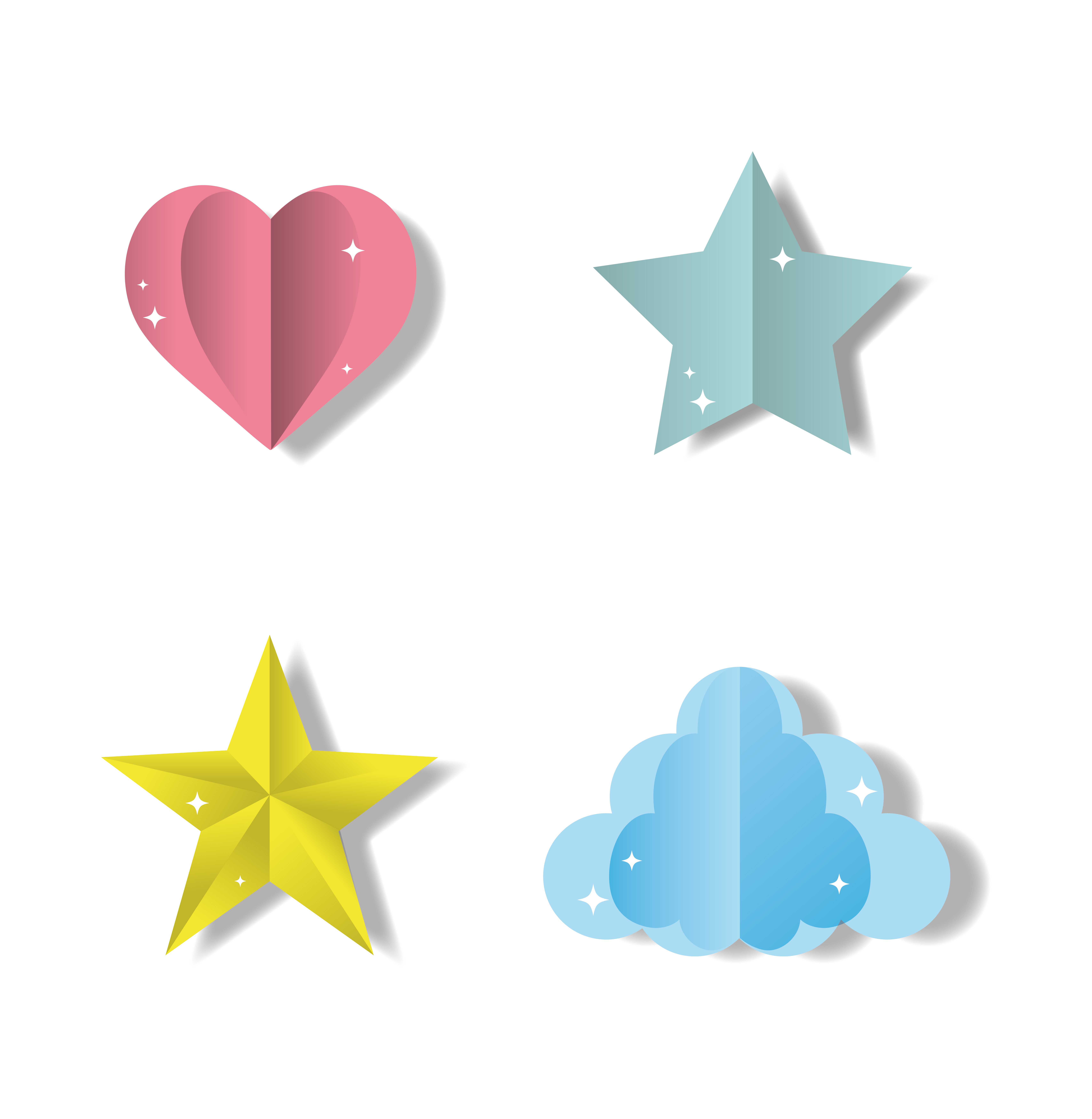 Set of paper art icons 651949 Vector Art at Vecteezy