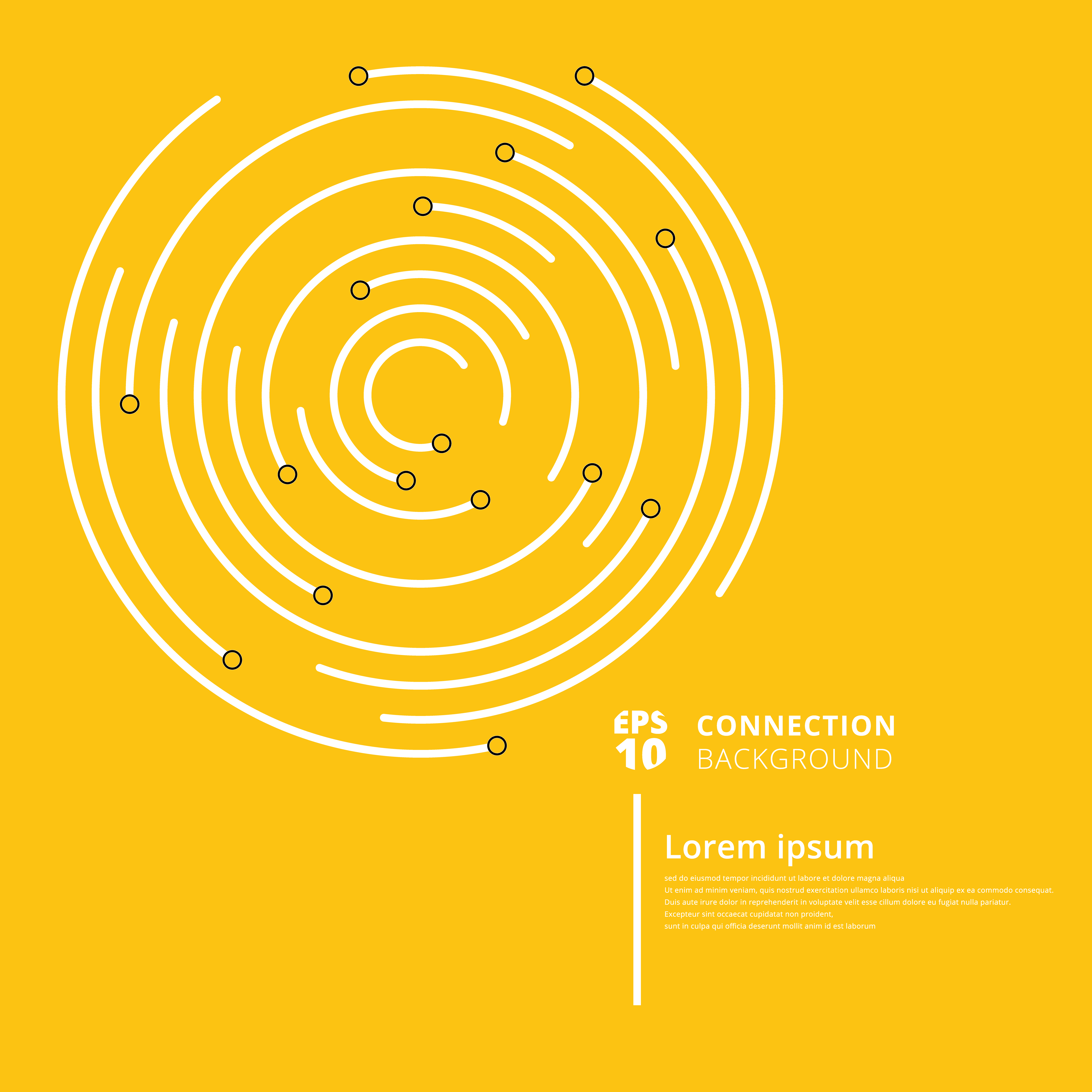 Abstract Network Connection Circles Lines And Node On Yellow Background