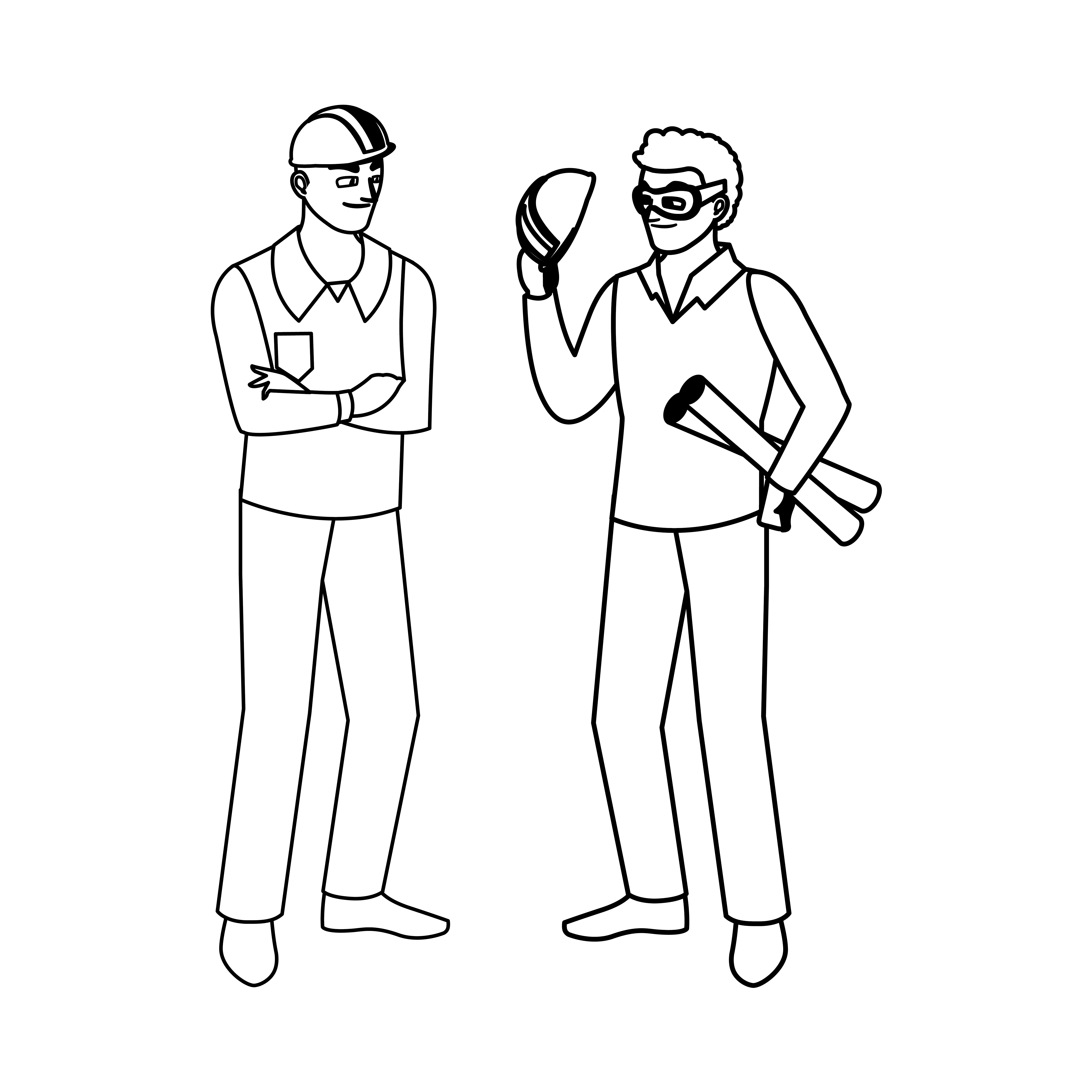 Male Builder Constructor With Architect Boss 653561 Vector Art At Vecteezy
