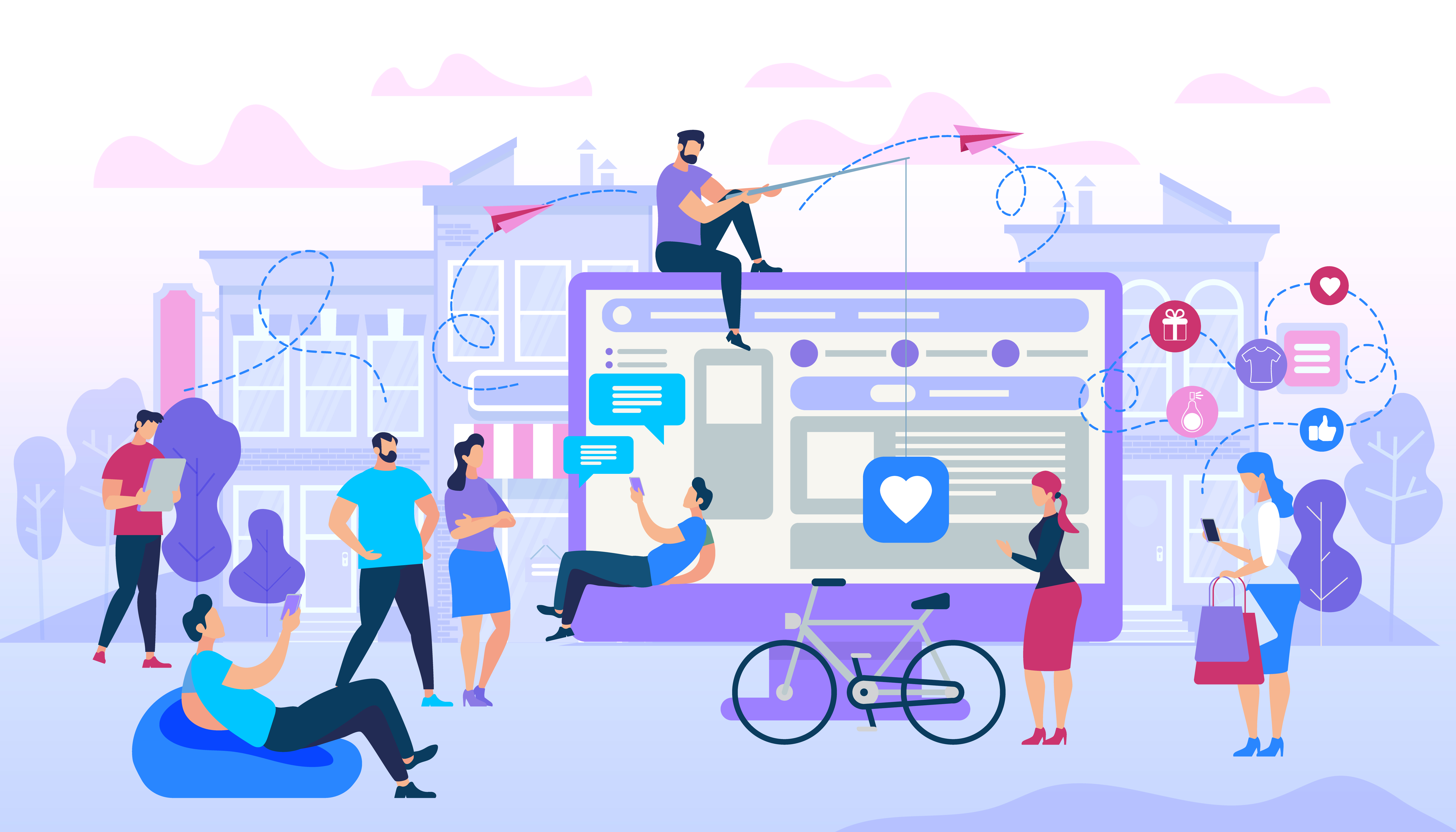 Young People Using Mobile Smartphone for Texting 660450 Vector Art at ...