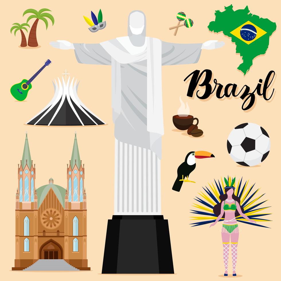 Tourist Brazil Travel set collection 661483 Vector Art at Vecteezy