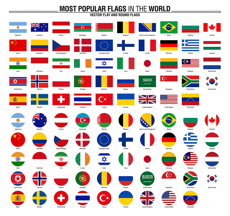 Collection of flags, most popular world flags 662121 Vector Art at Vecteezy Collection of flags, most popular world flags 662121 Vector Art at Vecteezy