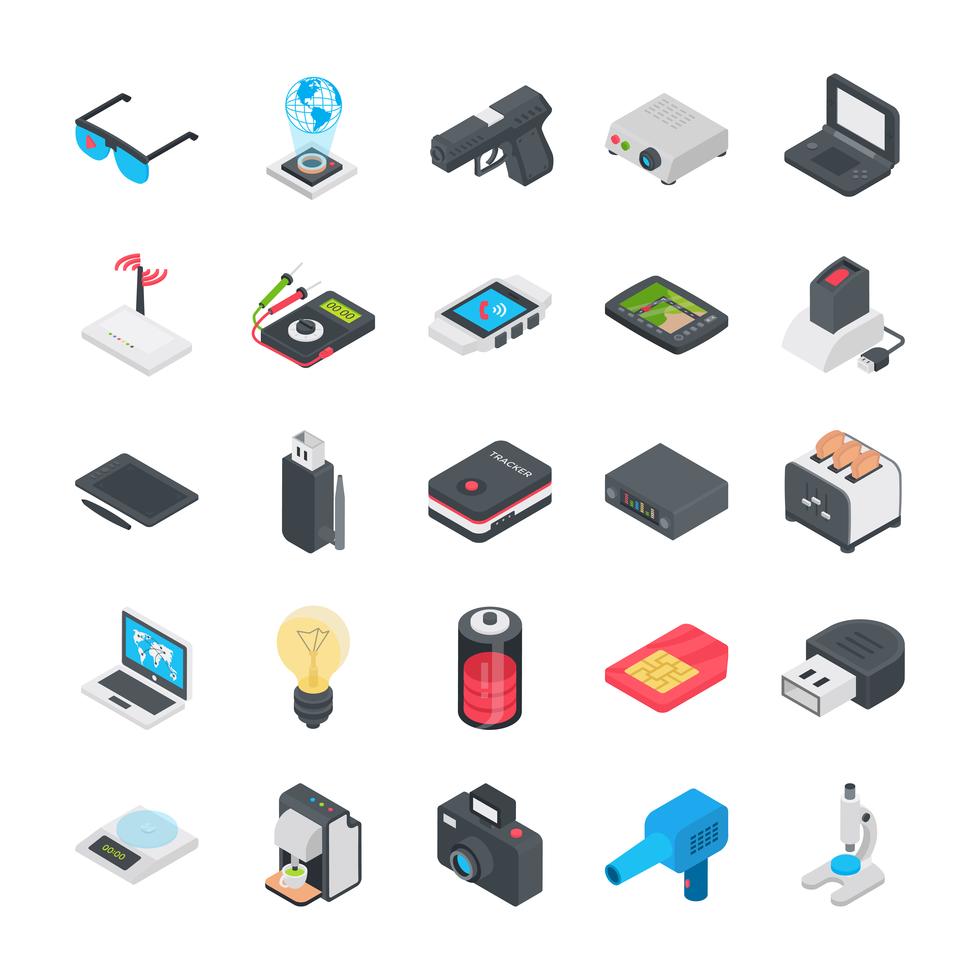 Technology and Other Objects Flat Icon Set 662503 Vector Art at Vecteezy