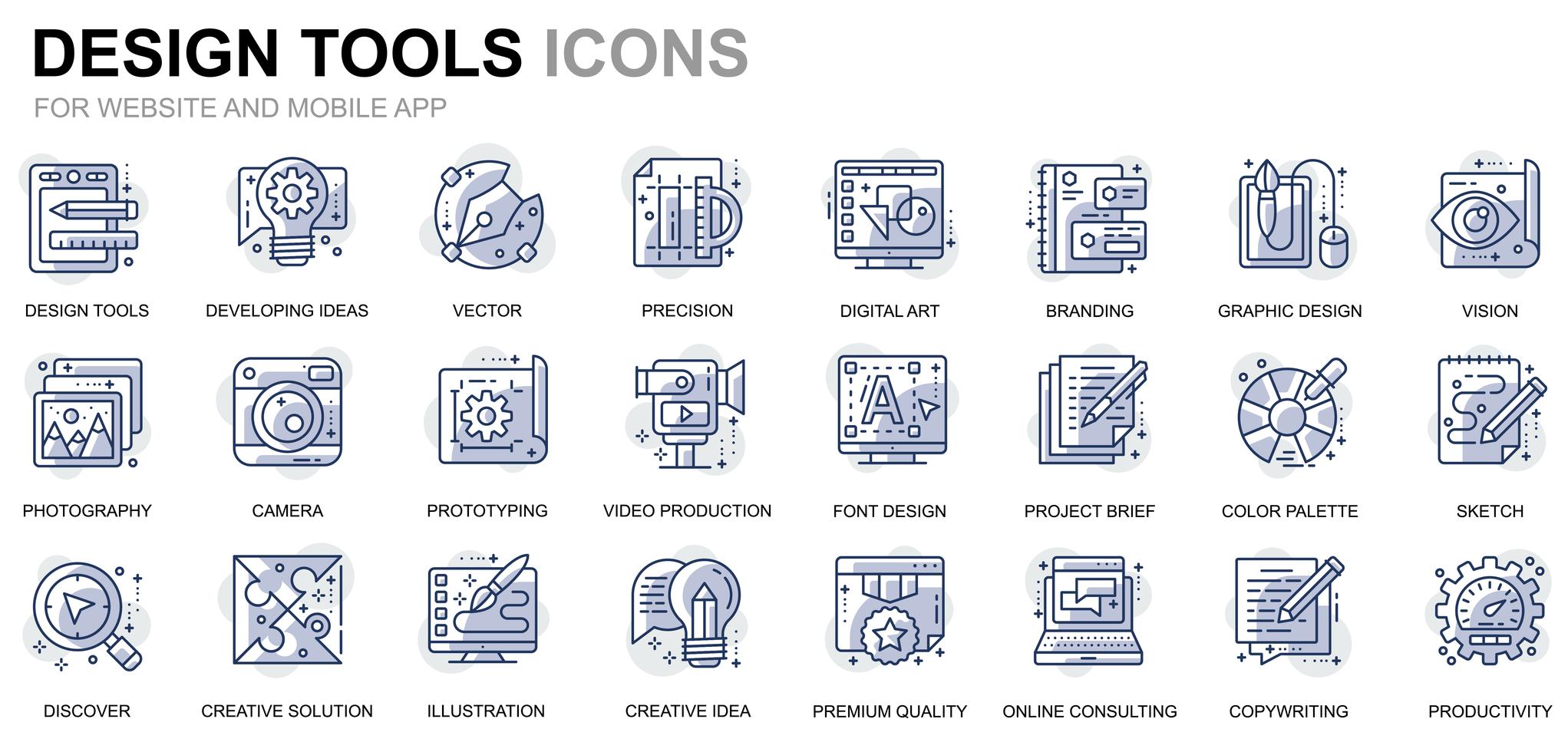 Set of Design Tools Line Icons for Website and Mobile Apps 665527 ...