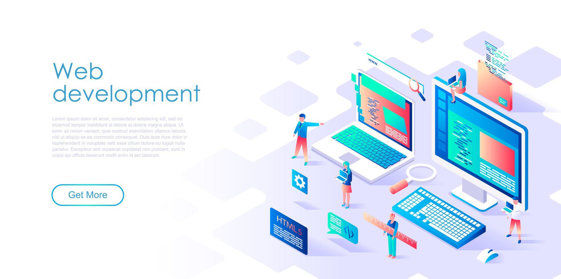 Isometric concept of Web Development for banner and website 665651 Vector Art at Vecteezy