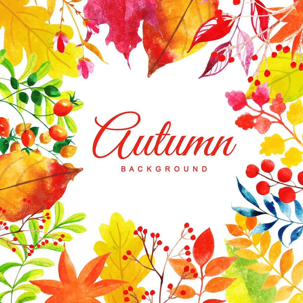 Multi-colored Beautiful Watercolor Autumn Leaves Background 665662 ...