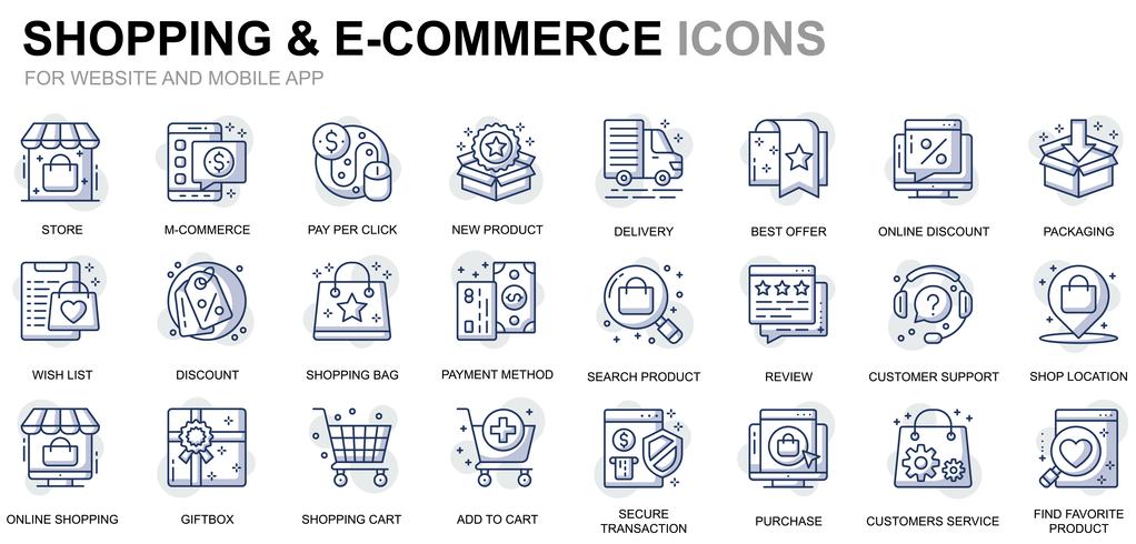 Shopping and E-Commerce Line Icons 665677 Vector Art at Vecteezy
