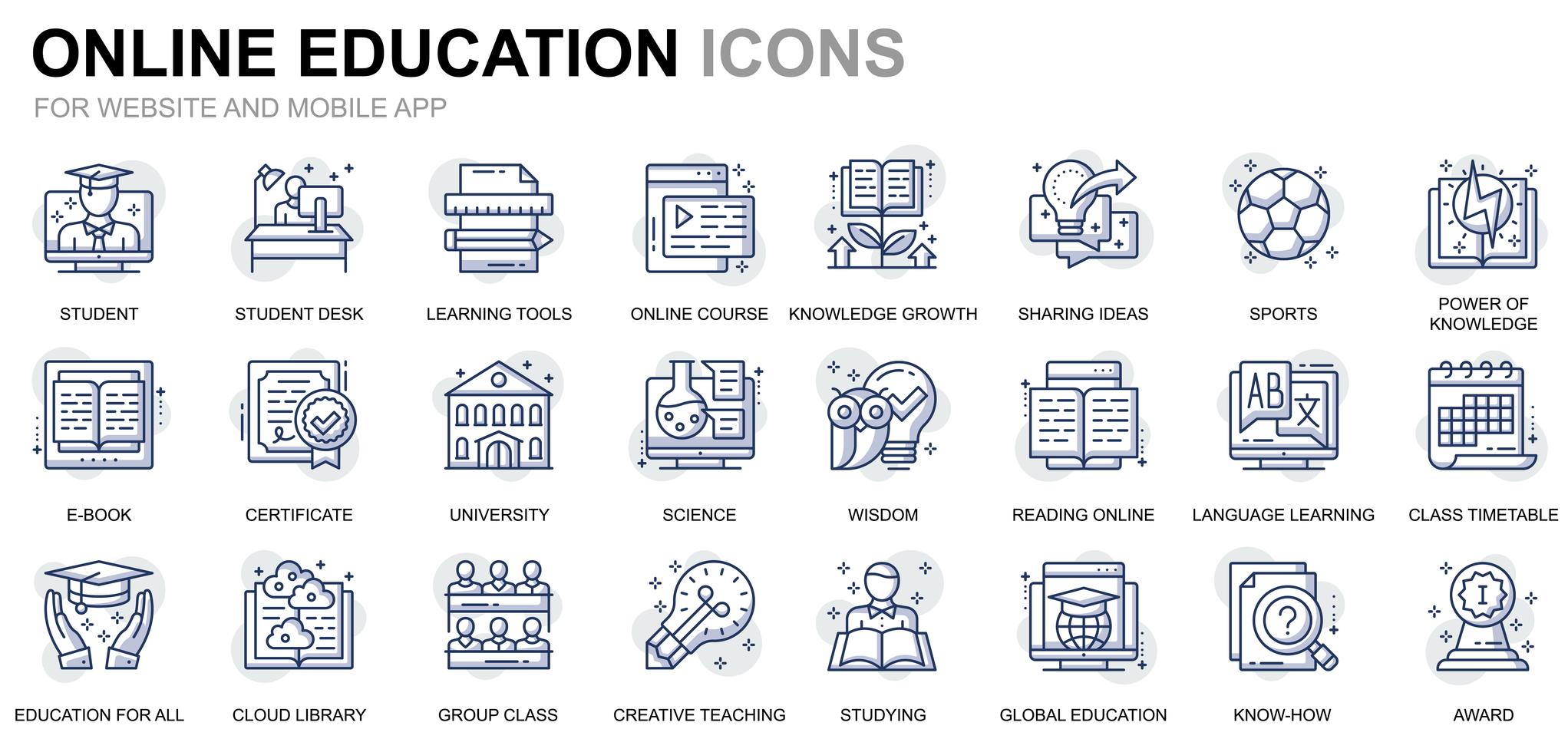 Education and Knowledge Line Icons 665682 Vector Art at Vecteezy