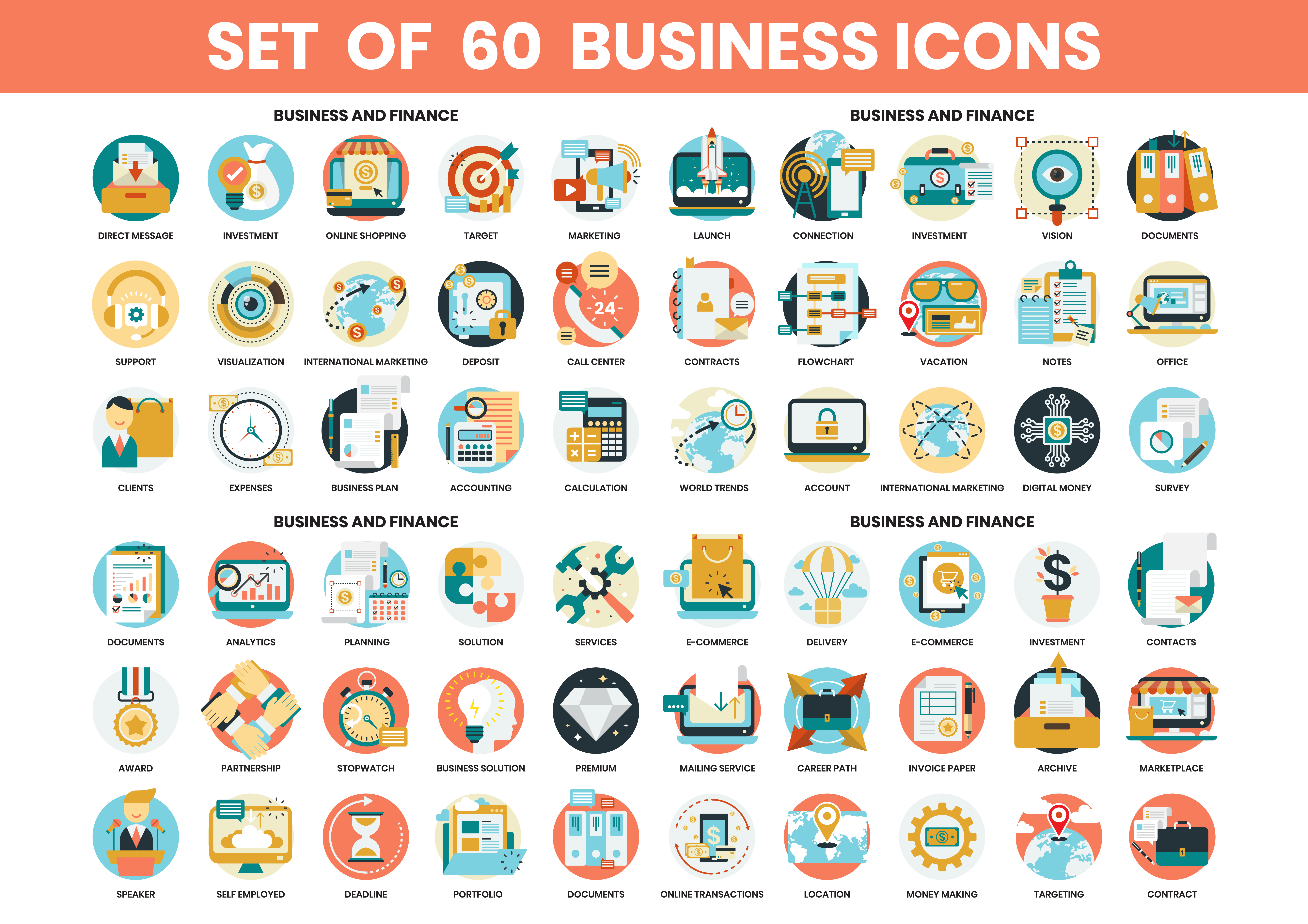 Business and Finance icons set 666619 Vector Art at Vecteezy