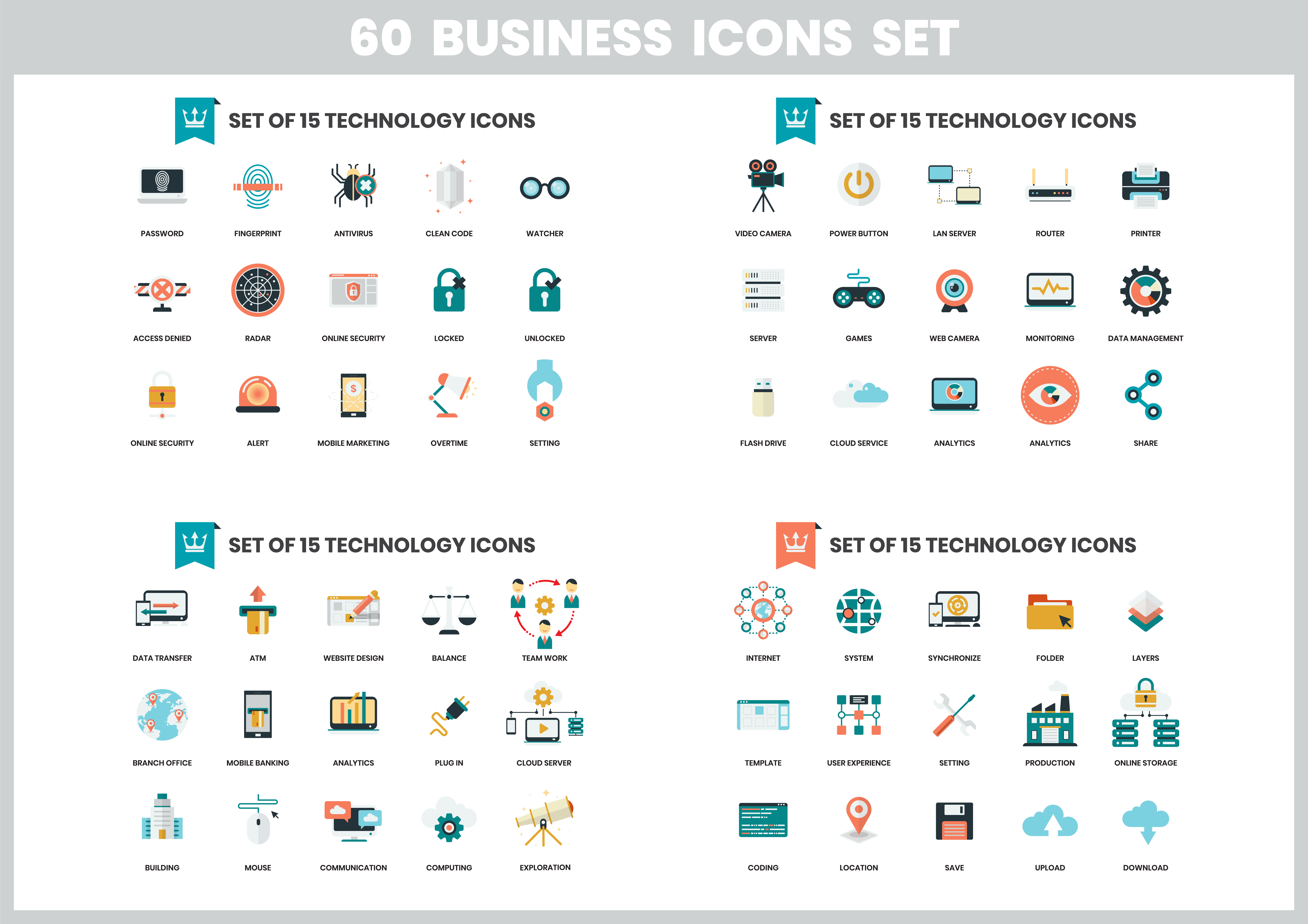 60 Business icons set 666656 Vector Art at Vecteezy