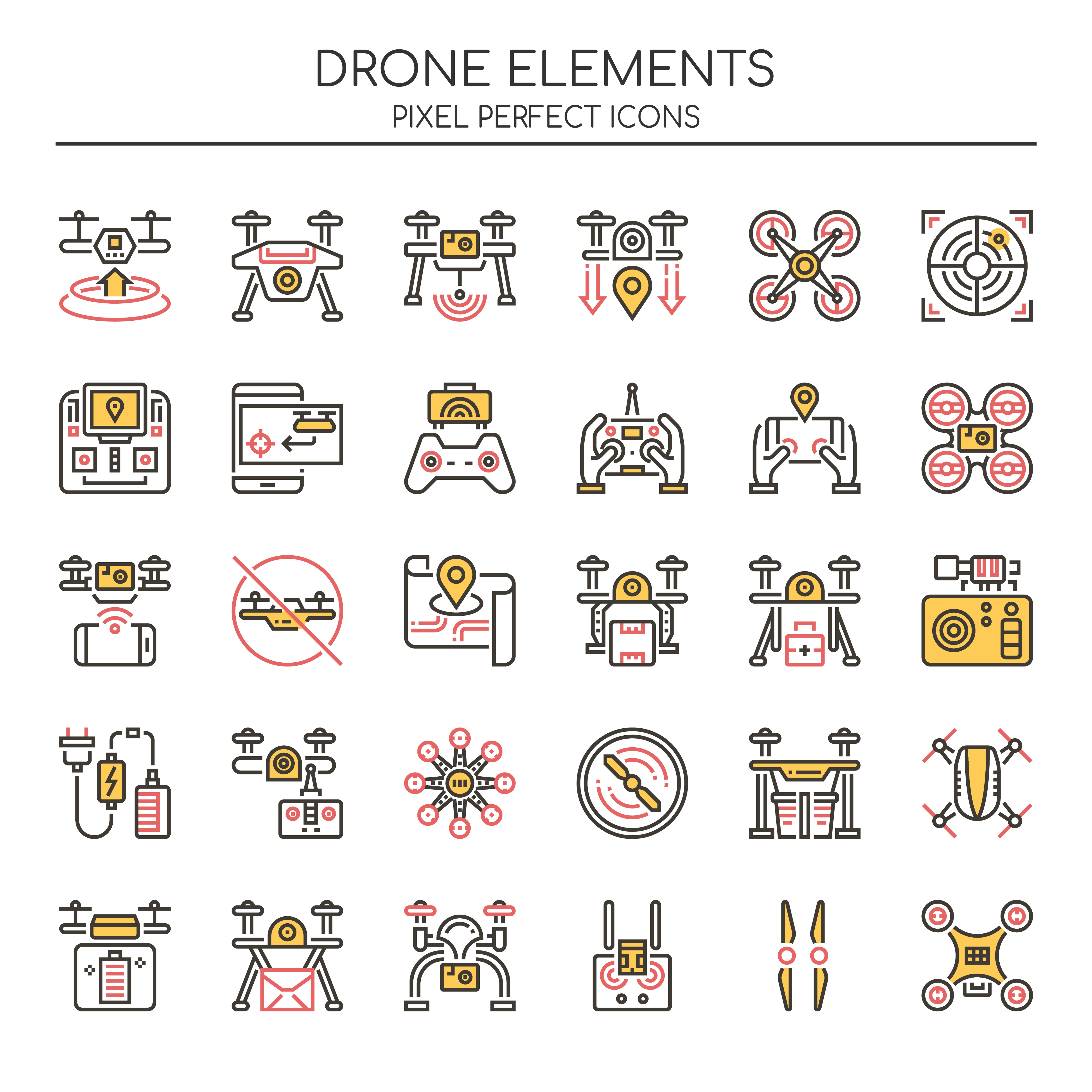 Set Of Duotone Thin Line Drone Elements 668346 Vector Art At Vecteezy
