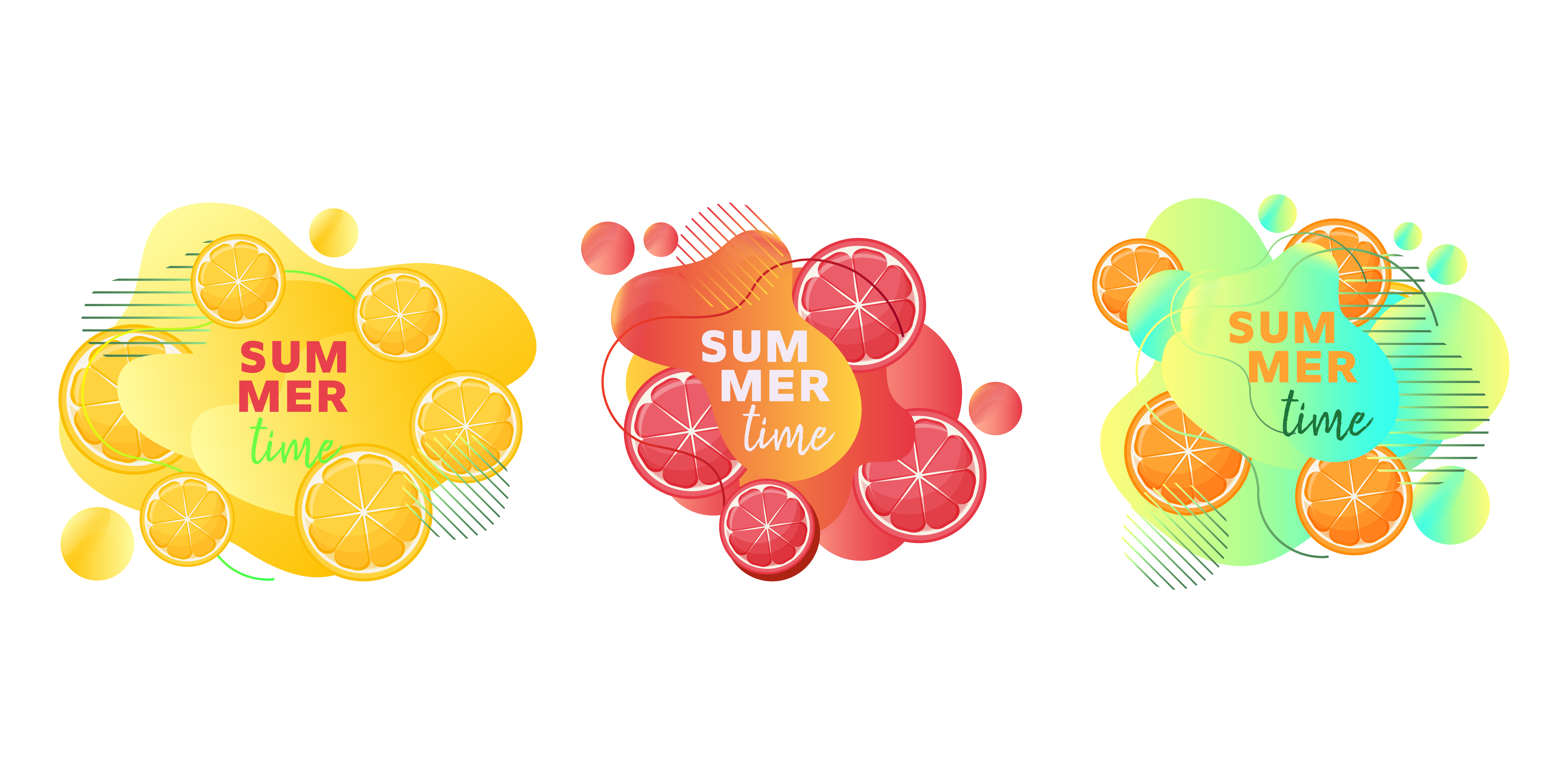 Summer time web banners set with fruits lemon, orange, grapefruit and ... Summer time web banners set with fruits lemon, orange, grapefruit and ...