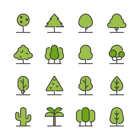 Tree icon set 669898 Vector Art at Vecteezy