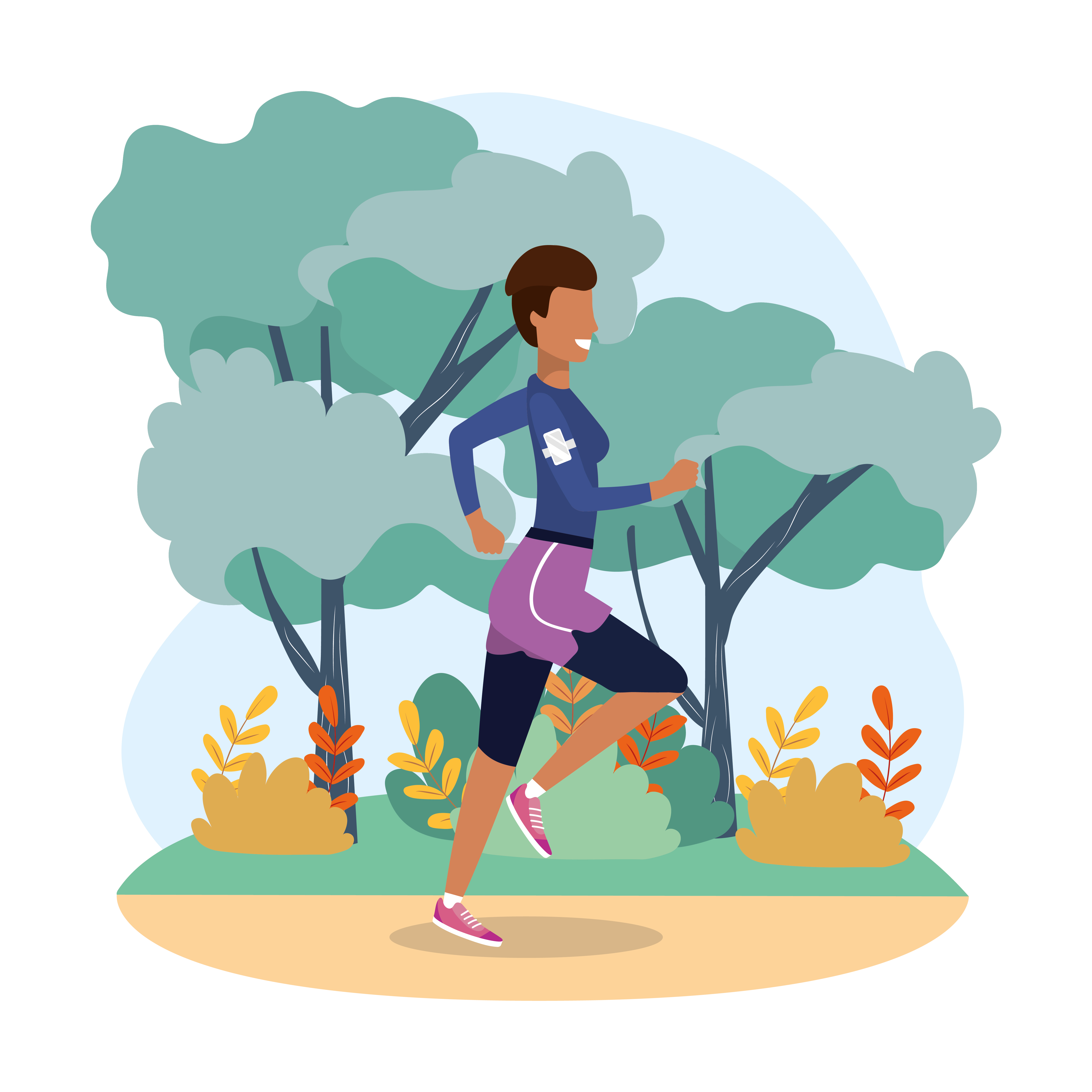 Woman Running in Landscape 672790 Vector Art at Vecteezy