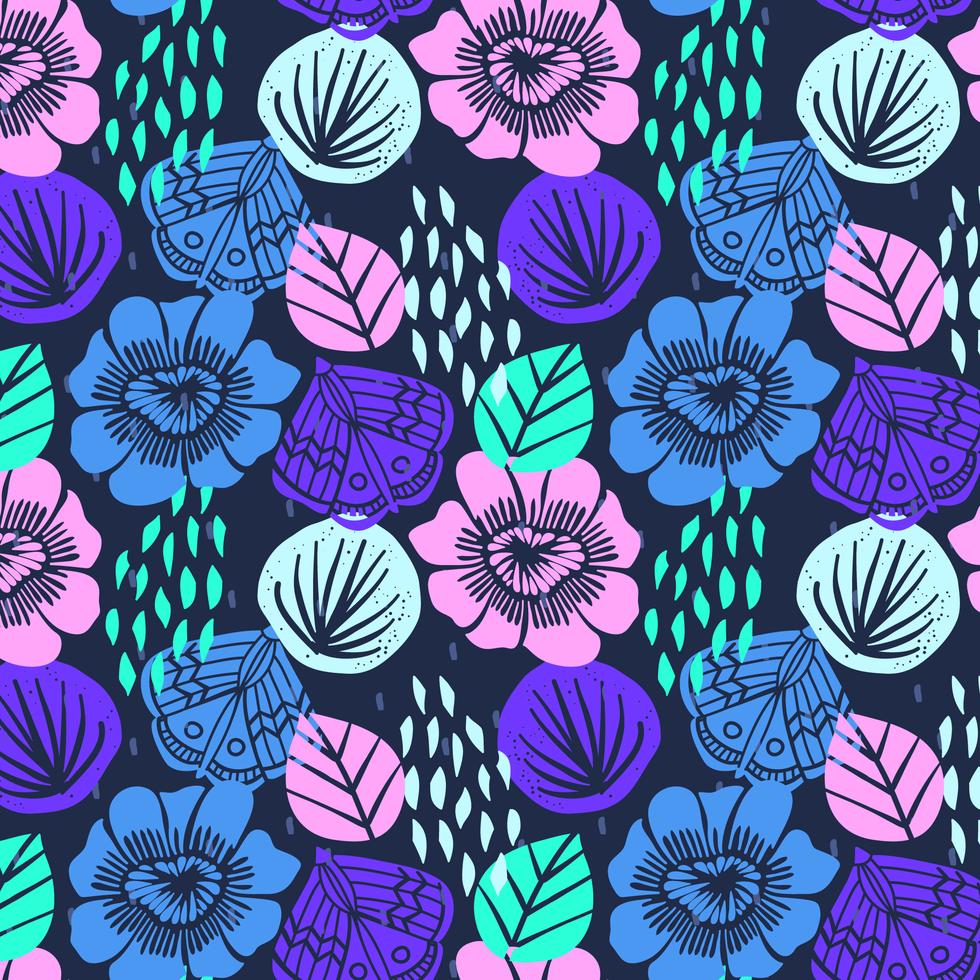 Hand drawn bold bright floral pattern 673865 Vector Art at Vecteezy Hand drawn bold bright floral pattern 673865 Vector Art at Vecteezy