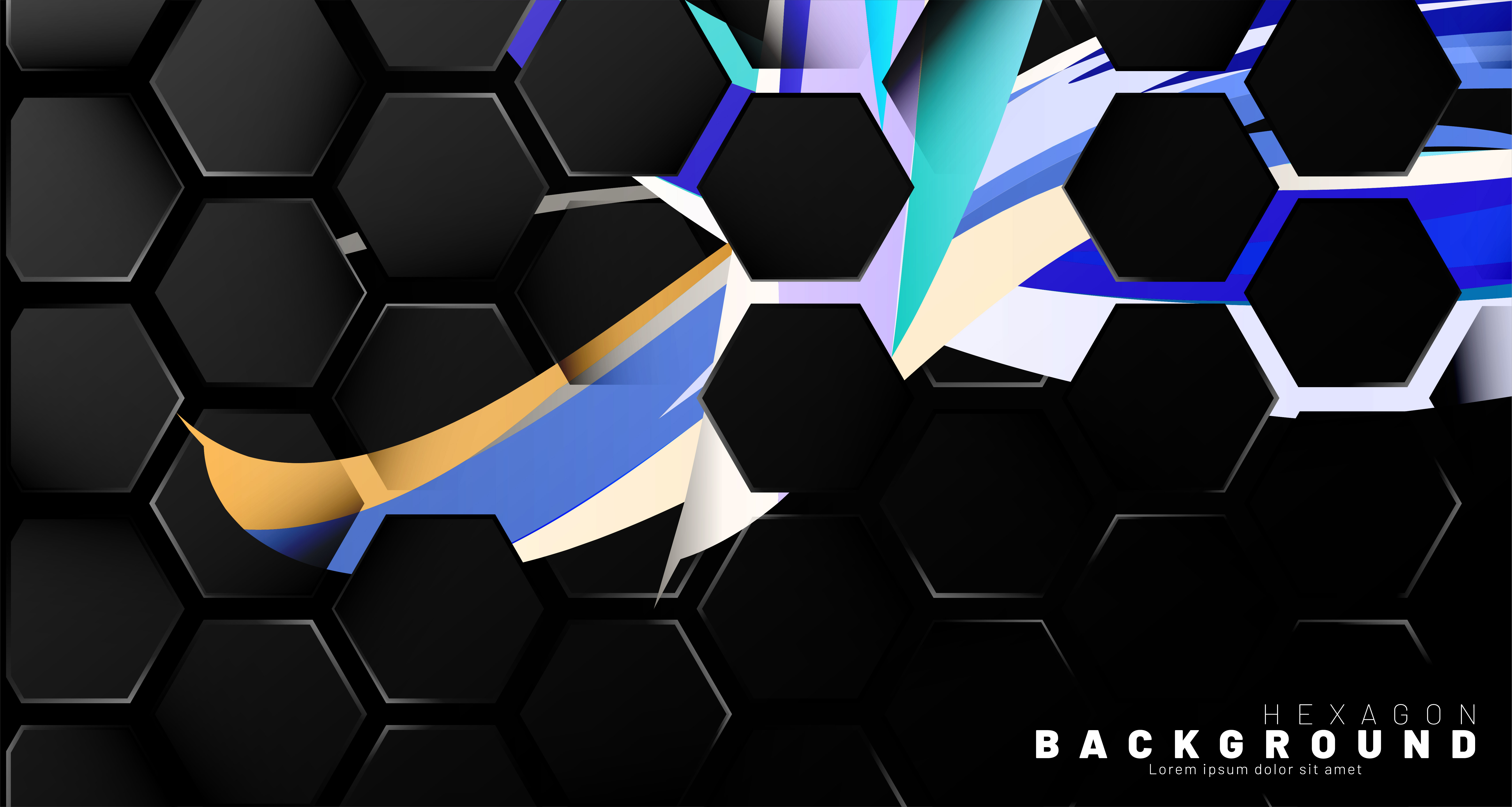 Black hexagon abstract pattern on colorful brush style 676190 Vector ...