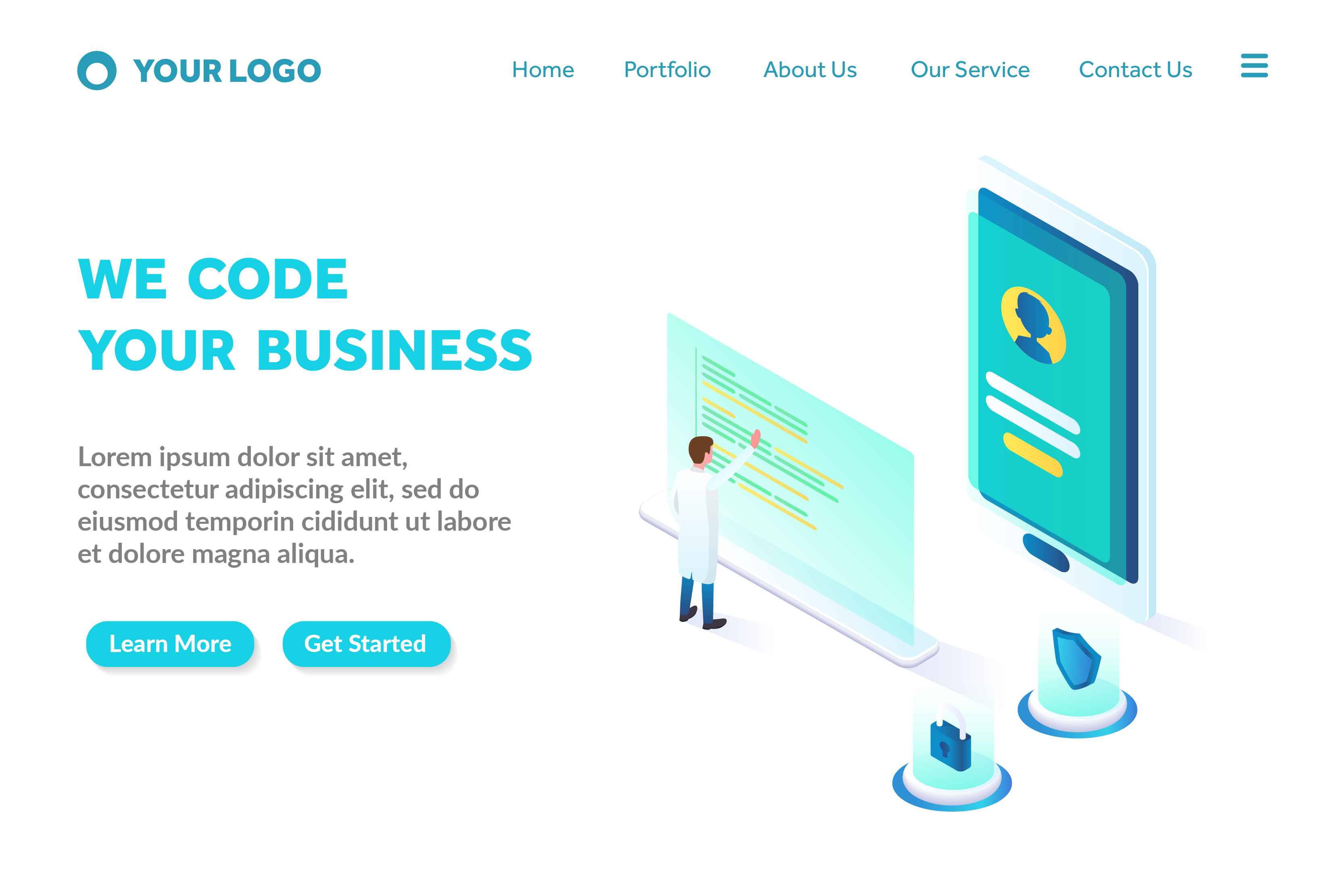 programming and coding isometric landing page template 677752 Vector ... programming and coding isometric landing page template 677752 Vector ...