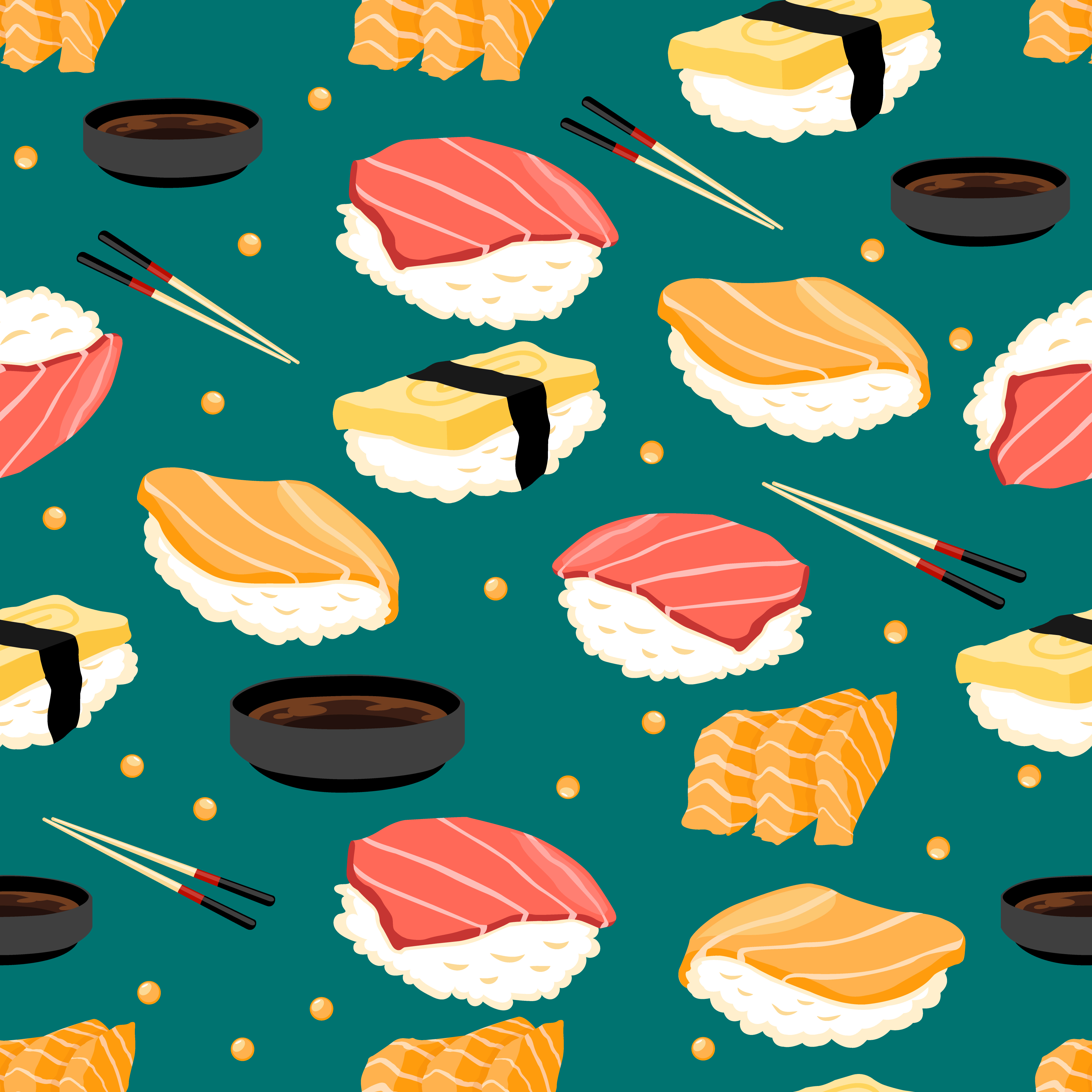 Sushi Seamless Pattern 678509 Vector Art At Vecteezy