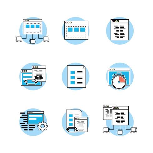 set of website, code, programmer technology icons 679452 Vector Art at ...