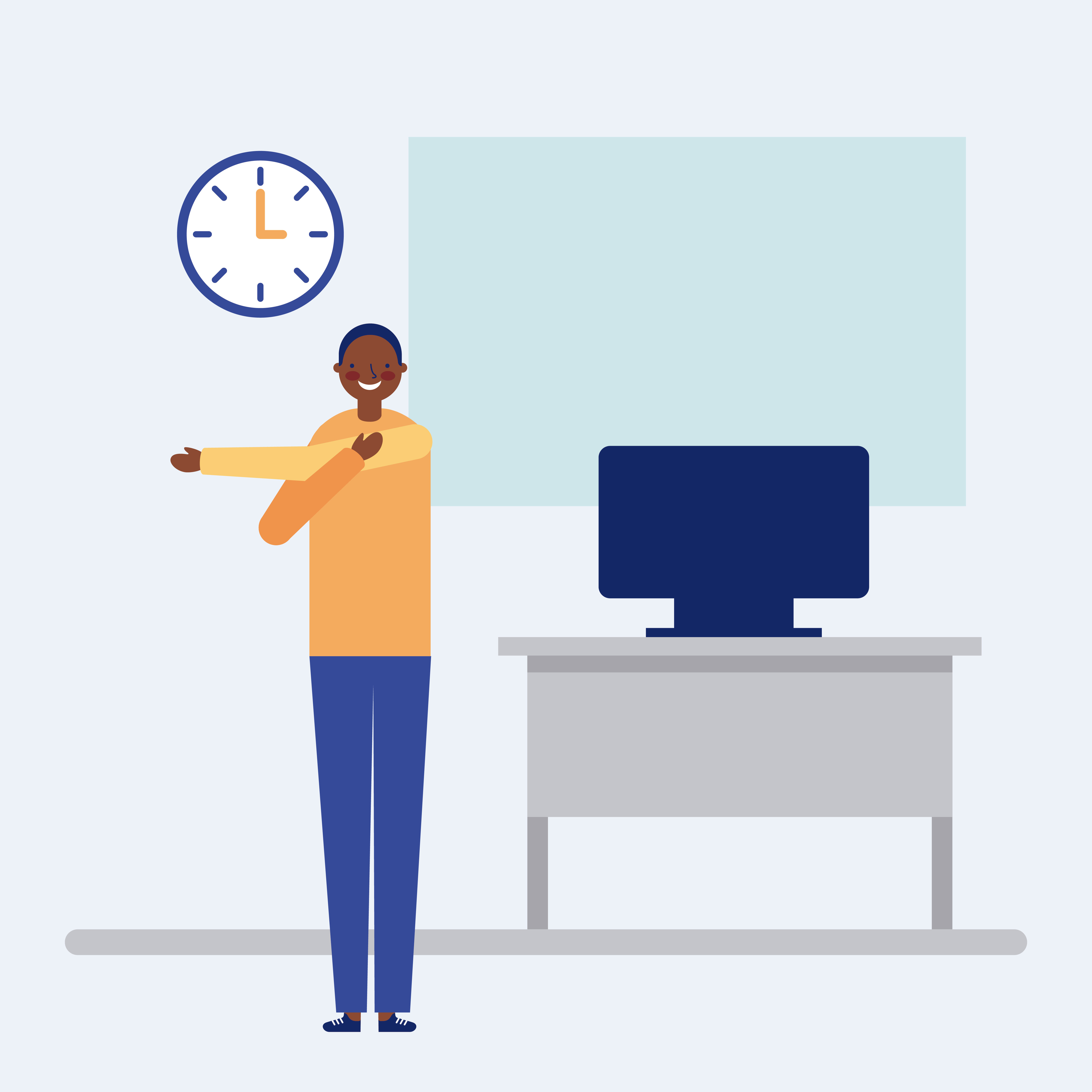 African American Man Taking Stretch Break At Work 679465 Vector Art At