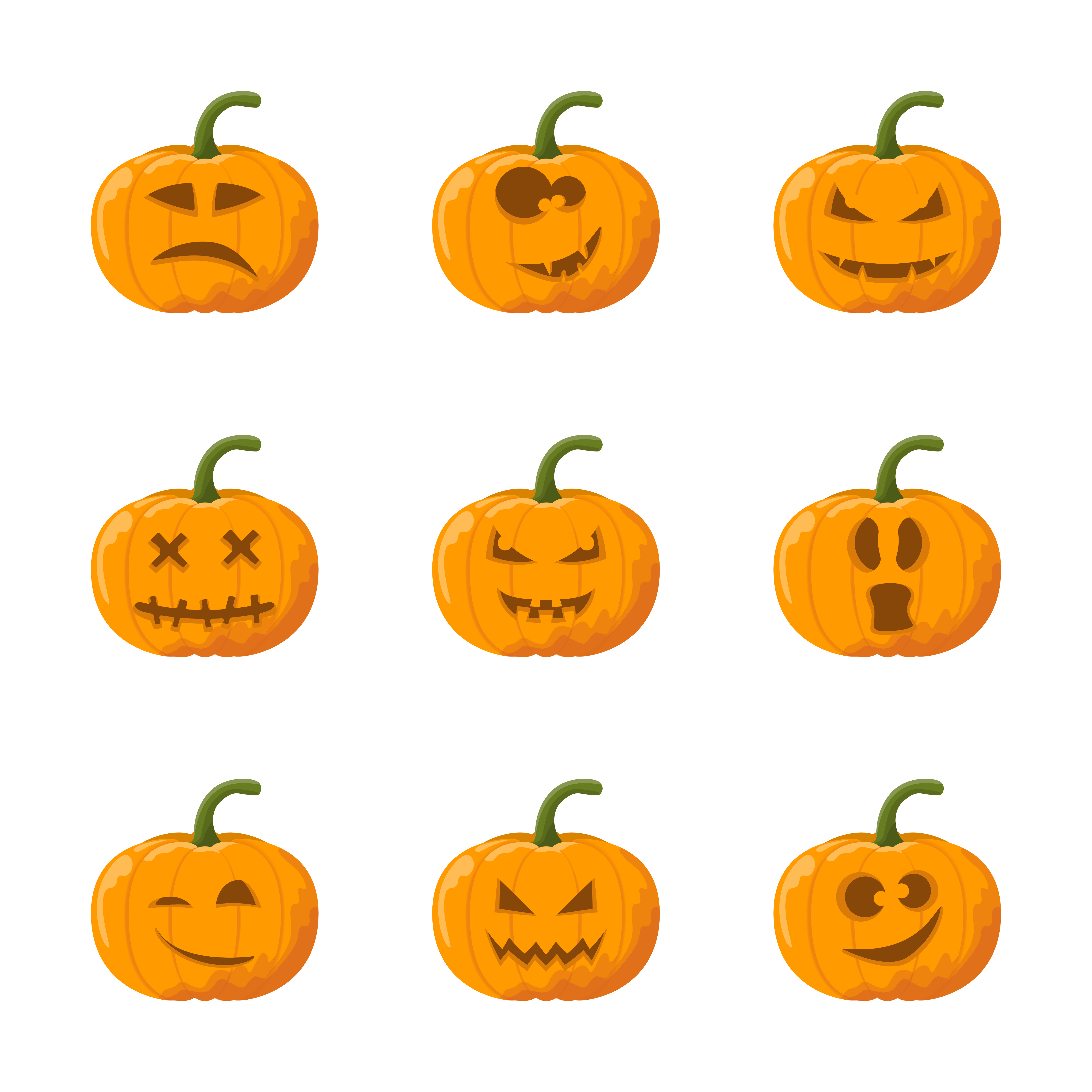 Cartoon halloween pumpkin emotion set 679790 Vector Art at Vecteezy